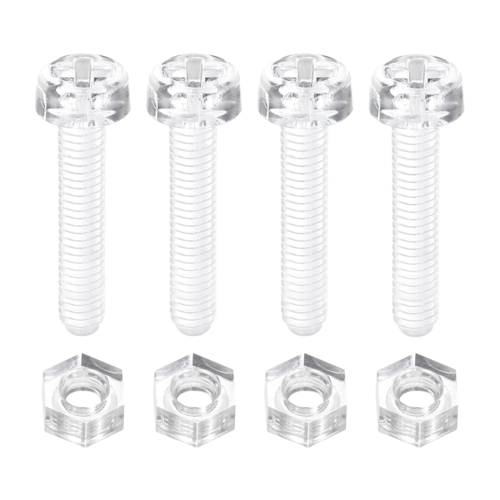 Uxcell 100 Sets Clear Acrylic Screws and Nuts Kit, M3 x 15mm PC ...