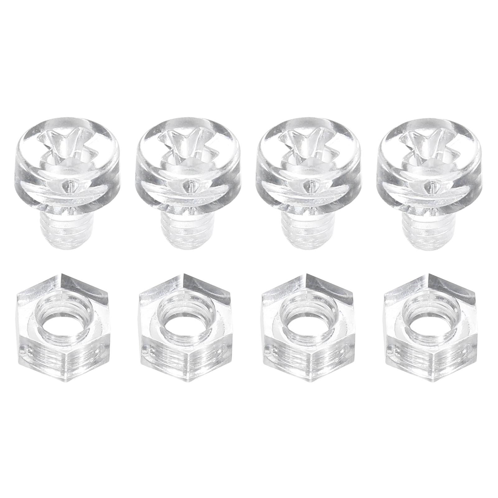 Uxcell 100 Sets Clear Acrylic Screws and Nuts Kit, M3 x 4mm PC ...