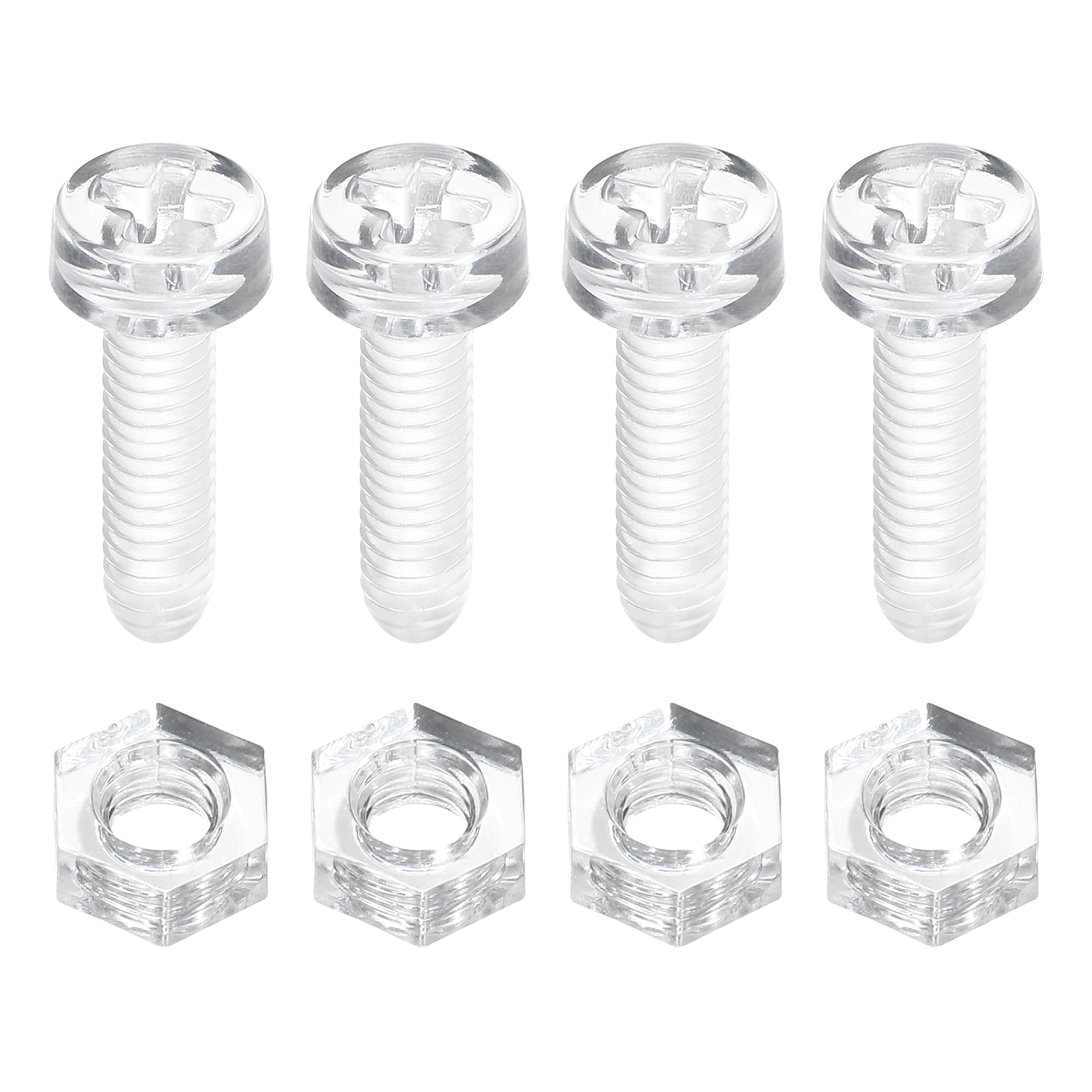 Uxcell 100 Sets Clear Acrylic Screws and Nuts Kit, M4 x 14mm PC ...
