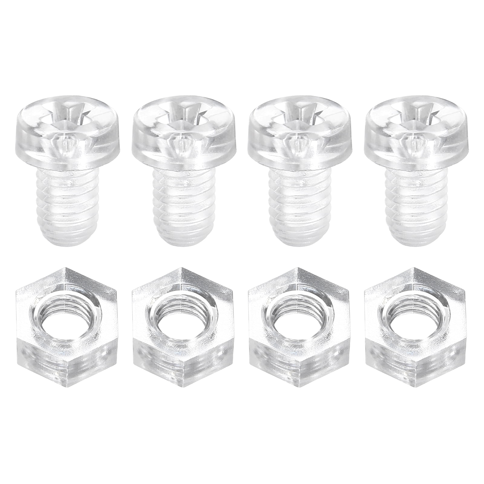Uxcell 100 Sets Clear Acrylic Screws and Nuts Kit, M5 x 8mm PC ...