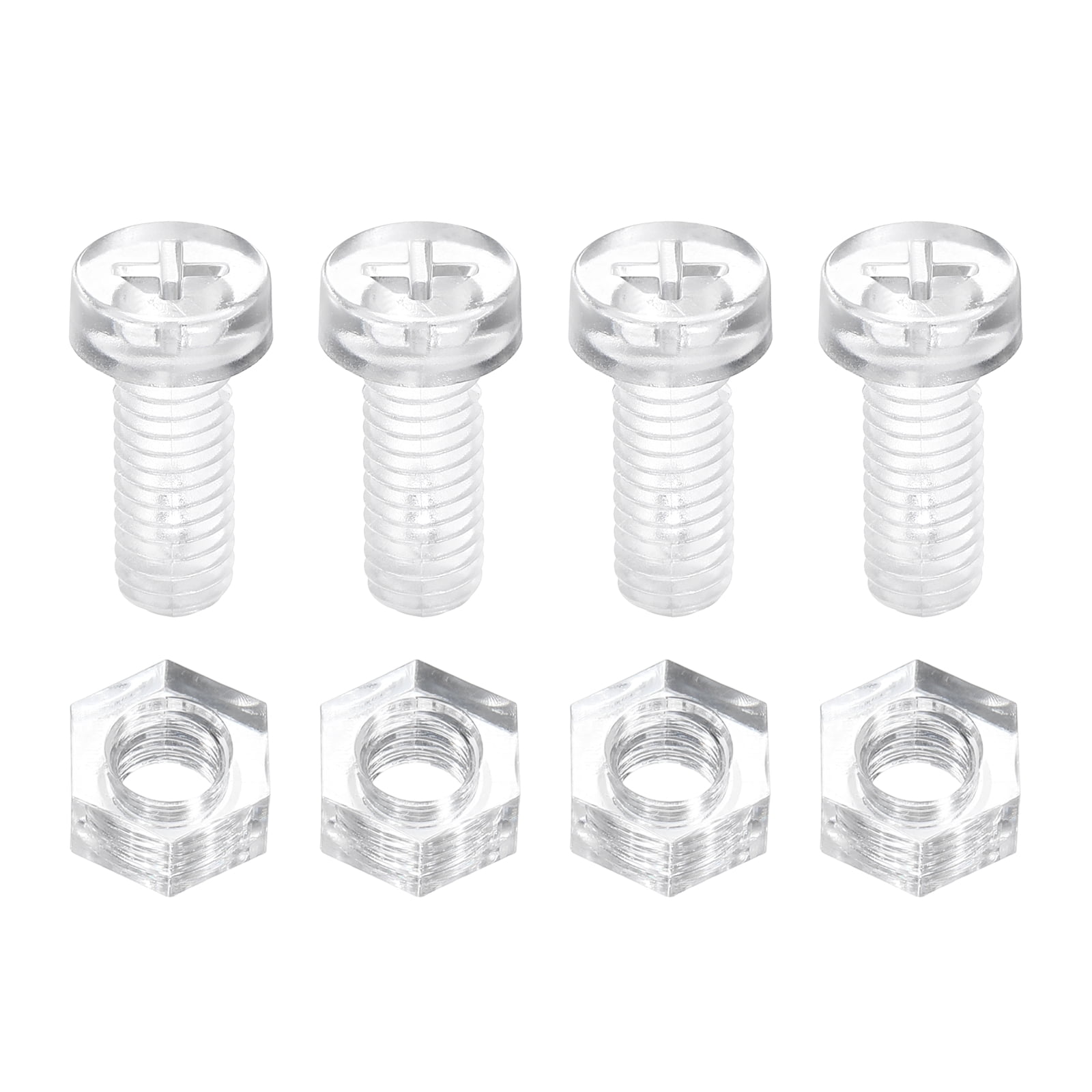 Uxcell 100 Sets Clear Acrylic Screws and Nuts Kit, M6 x 15mm PC ...