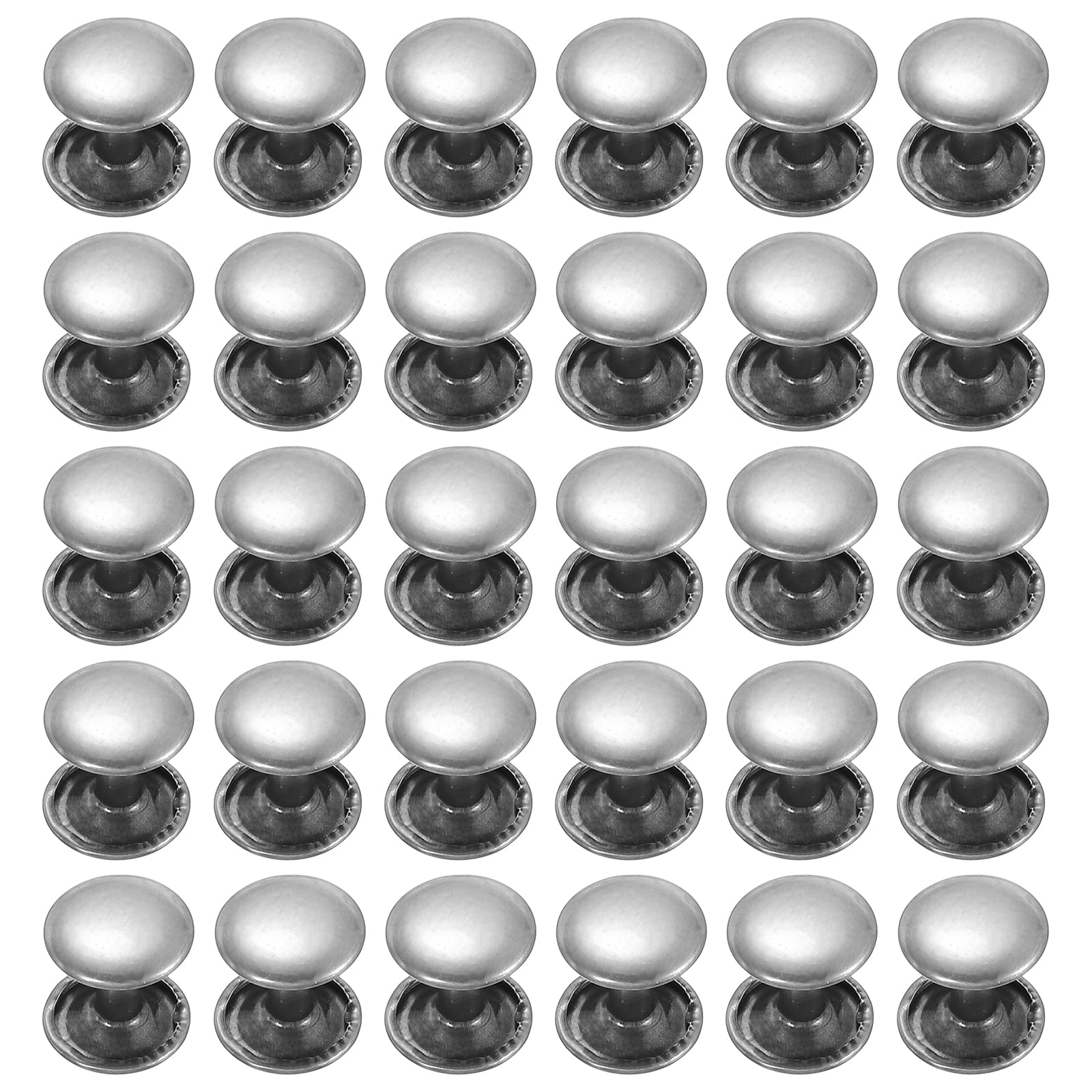 Uxcell 100 Sets Double Cap Leather Rivets, 10x10mm Round Cap Metal ...