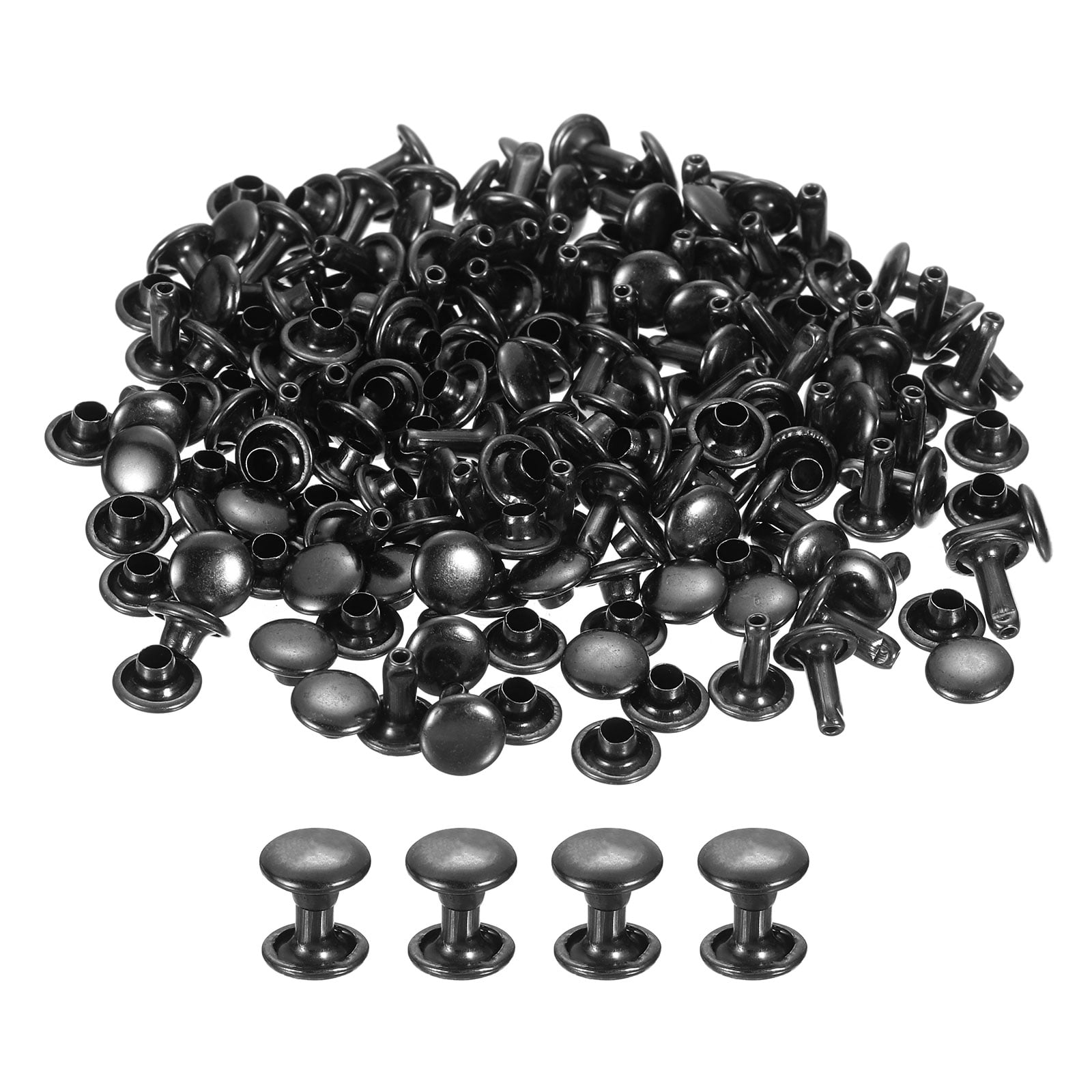 Uxcell 100 Sets Leather Rivets, 7 x 8mm Double Cap Rivets Metal Studs ...