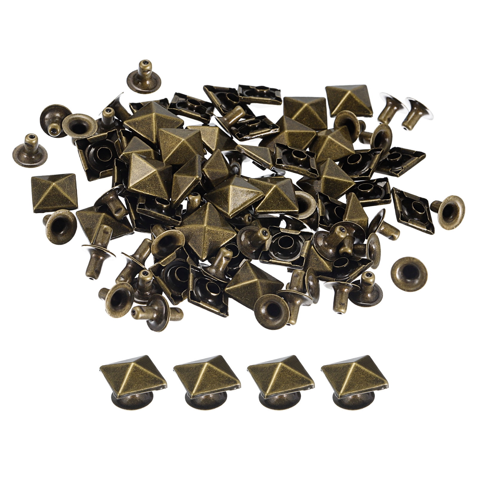 Uxcell 100 Sets Spike Rivet 9x6mm Rapid Rivet Studs Square Punk Spikes ...