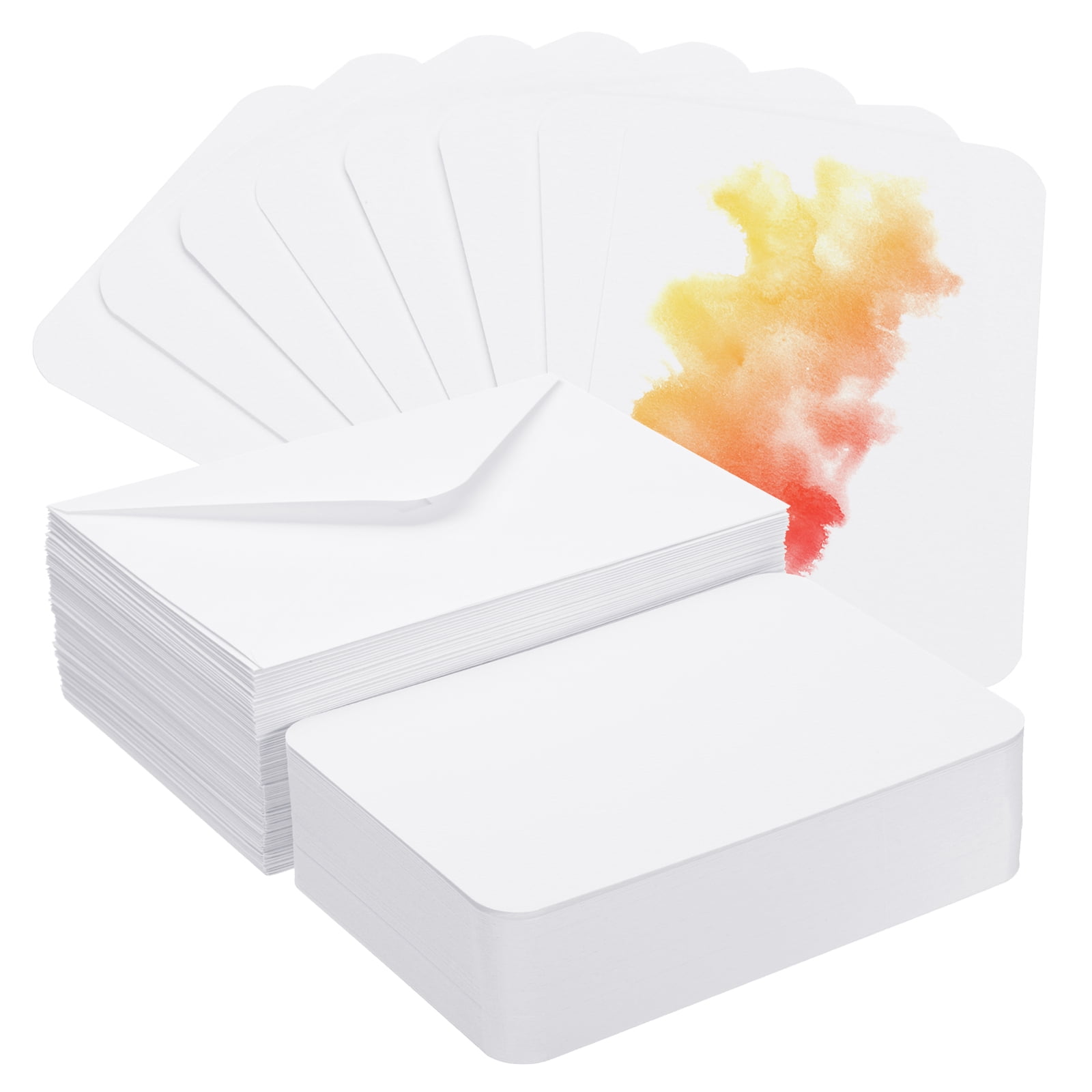 Uxcell 100 Sets Watercolor Cards Postcards Rounded Corners with ...