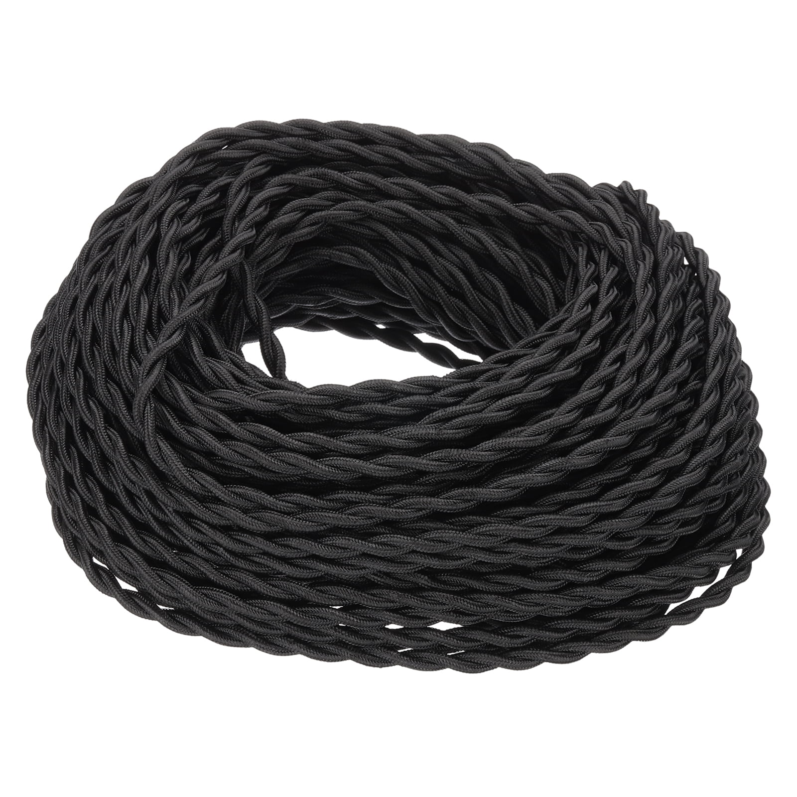 Uxcell 100 ft 18AWG 2-Conductor Twisted Cloth Covered Wire, Black ...