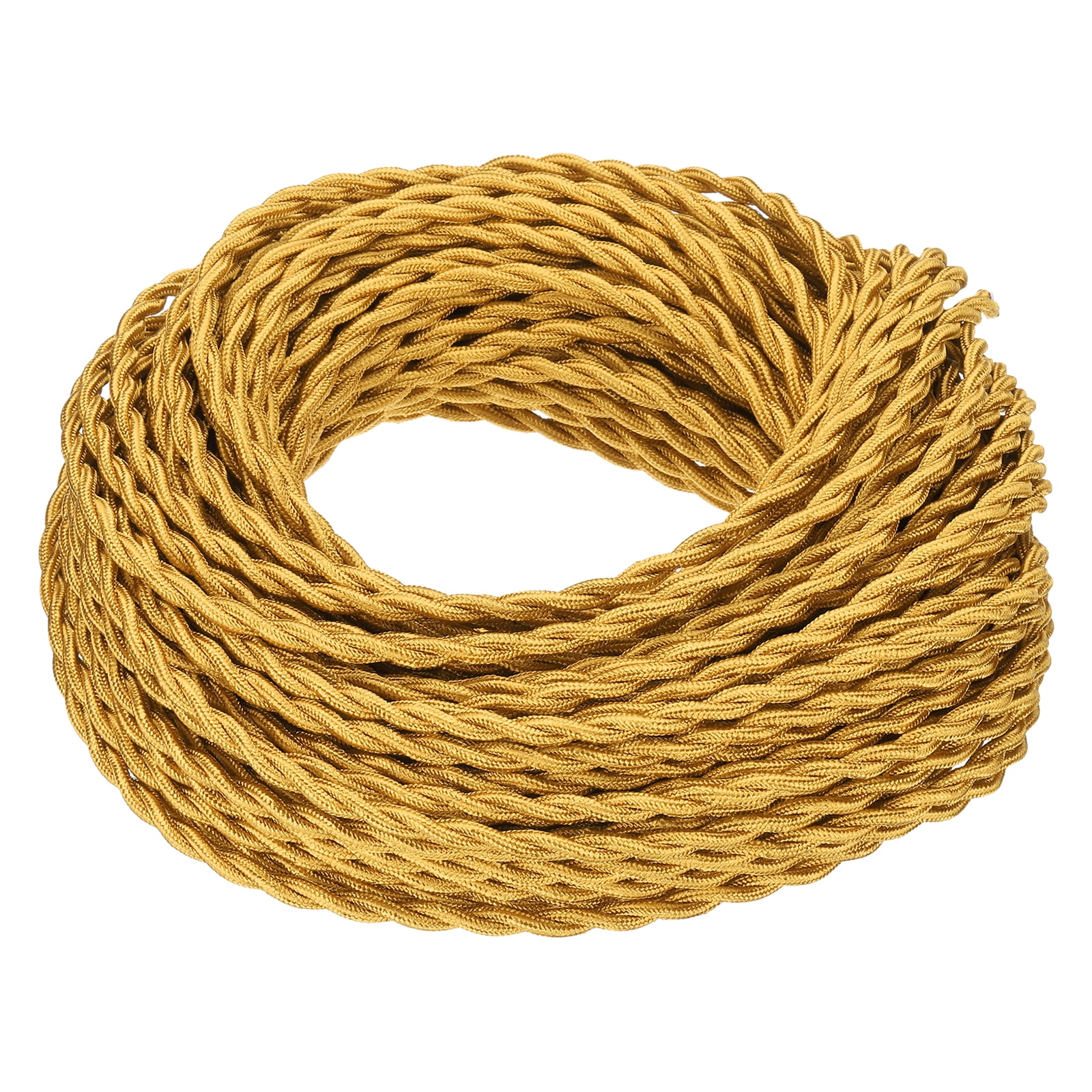 Uxcell 100 ft 18AWG 2-Conductor Twisted Cloth Covered Wire, Golden ...