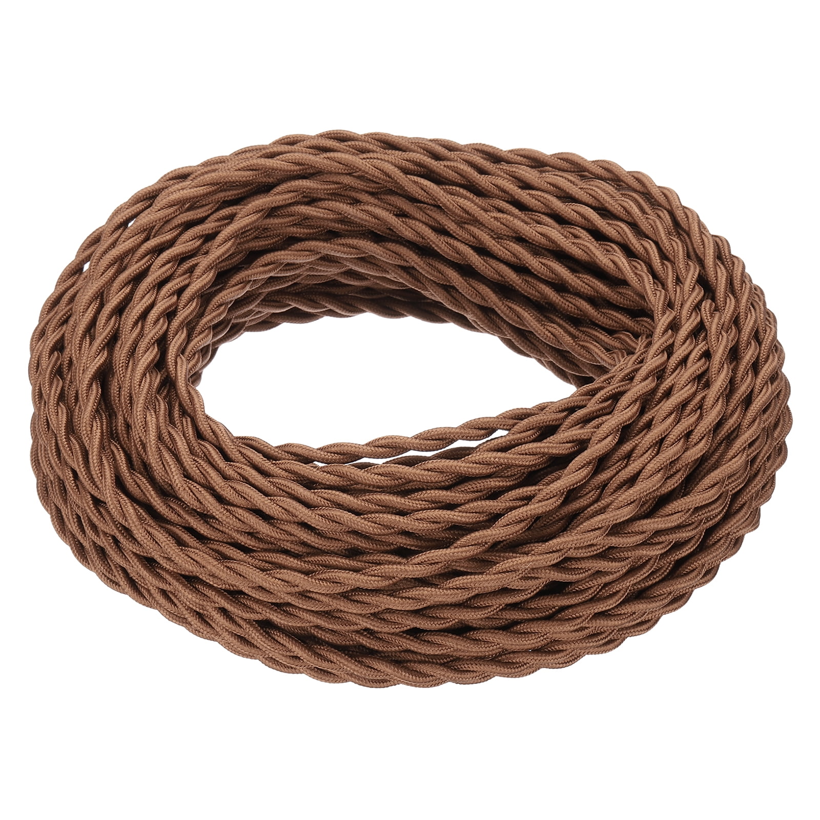 Uxcell 100 ft 18AWG 2-Conductor Twisted Cloth Covered Wire, Light Brown ...