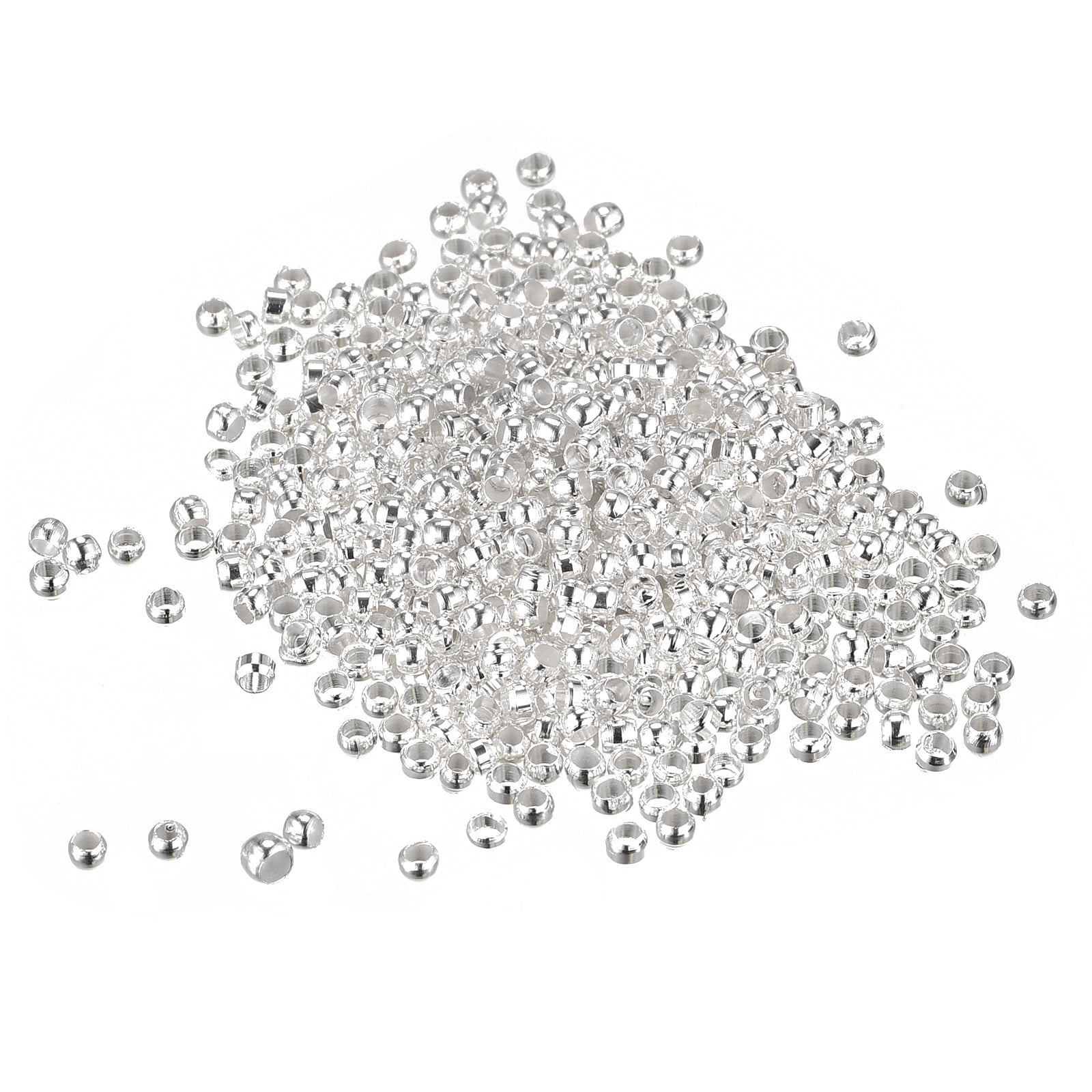 Uxcell 1000 Pack 3mm Round Crimp Beads Making Crimp End Spacer Bead ...