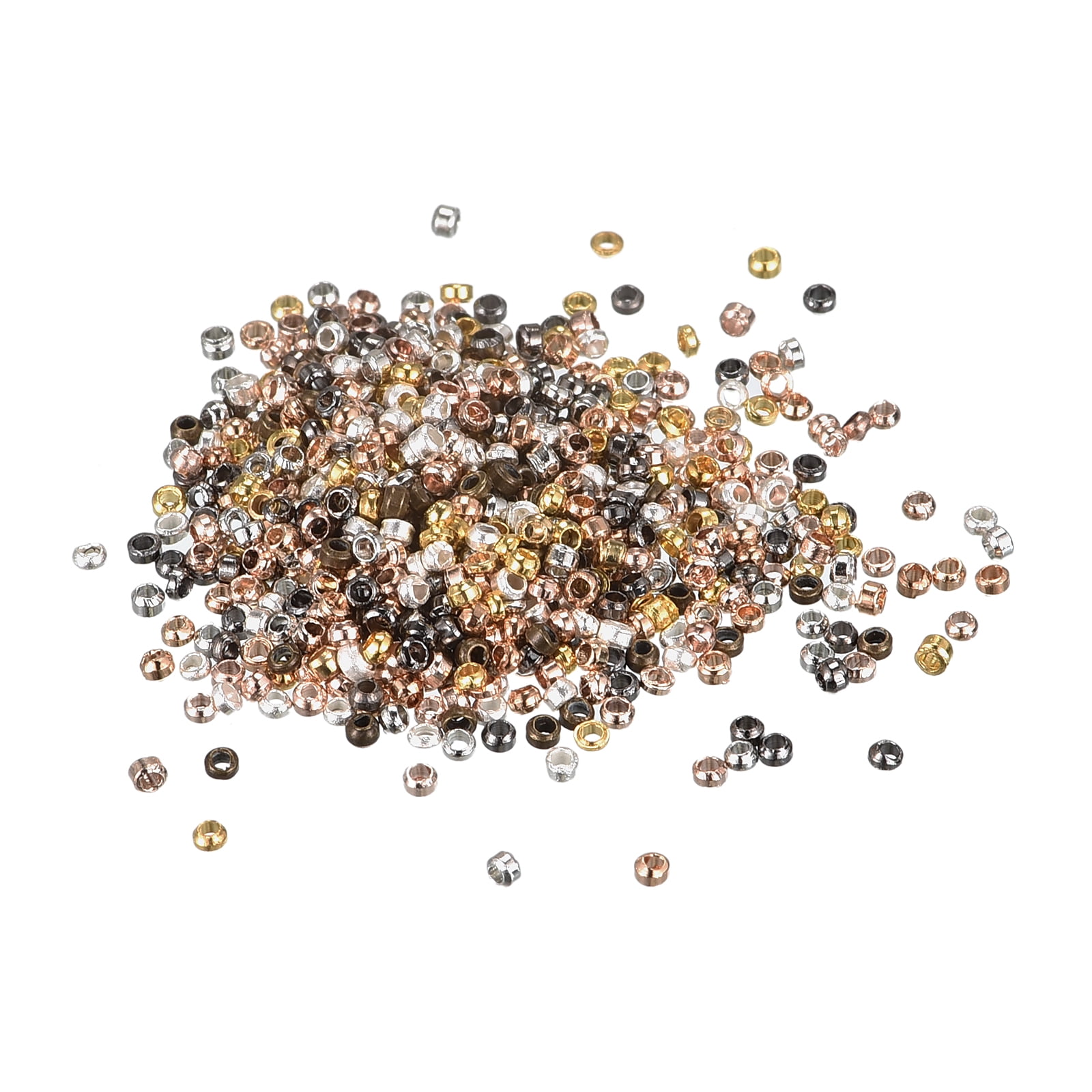 Uxcell 1000 Pack 1.5mm Round Crimp Beads Making Crimp End Spacer Bead ...