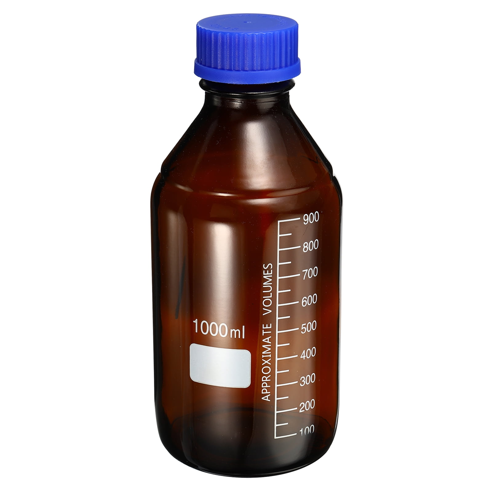 Uxcell 1000ml Amber Reagent Media Graduated Glass Storage Bottle Blue Cap