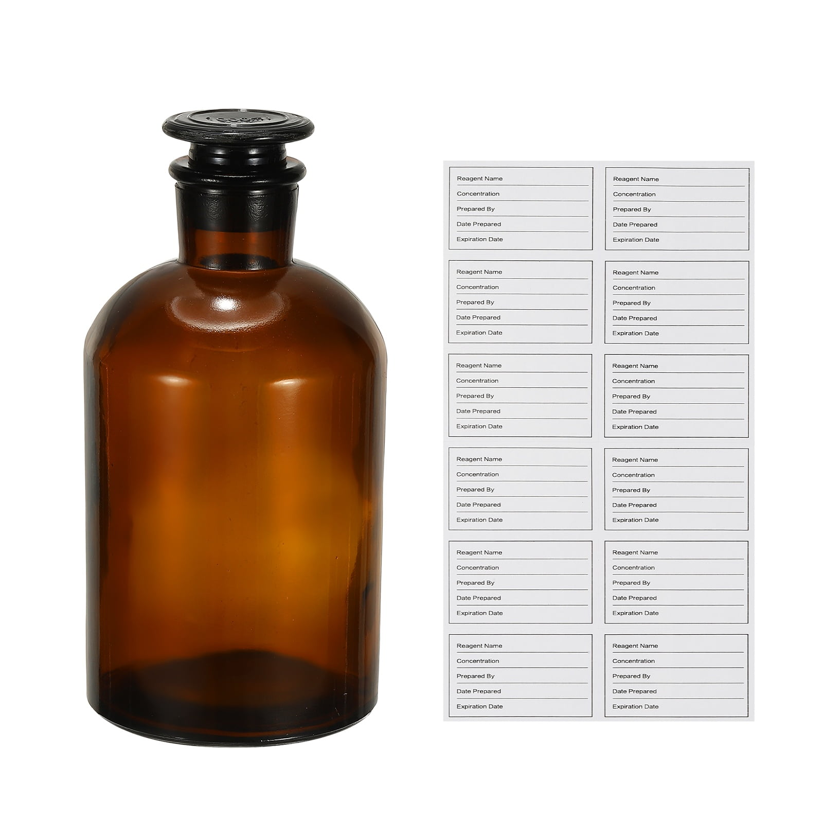 Uxcell 1000ml Glass Reagent Bottle, Narrow Mouth Reagent Media Storage ...