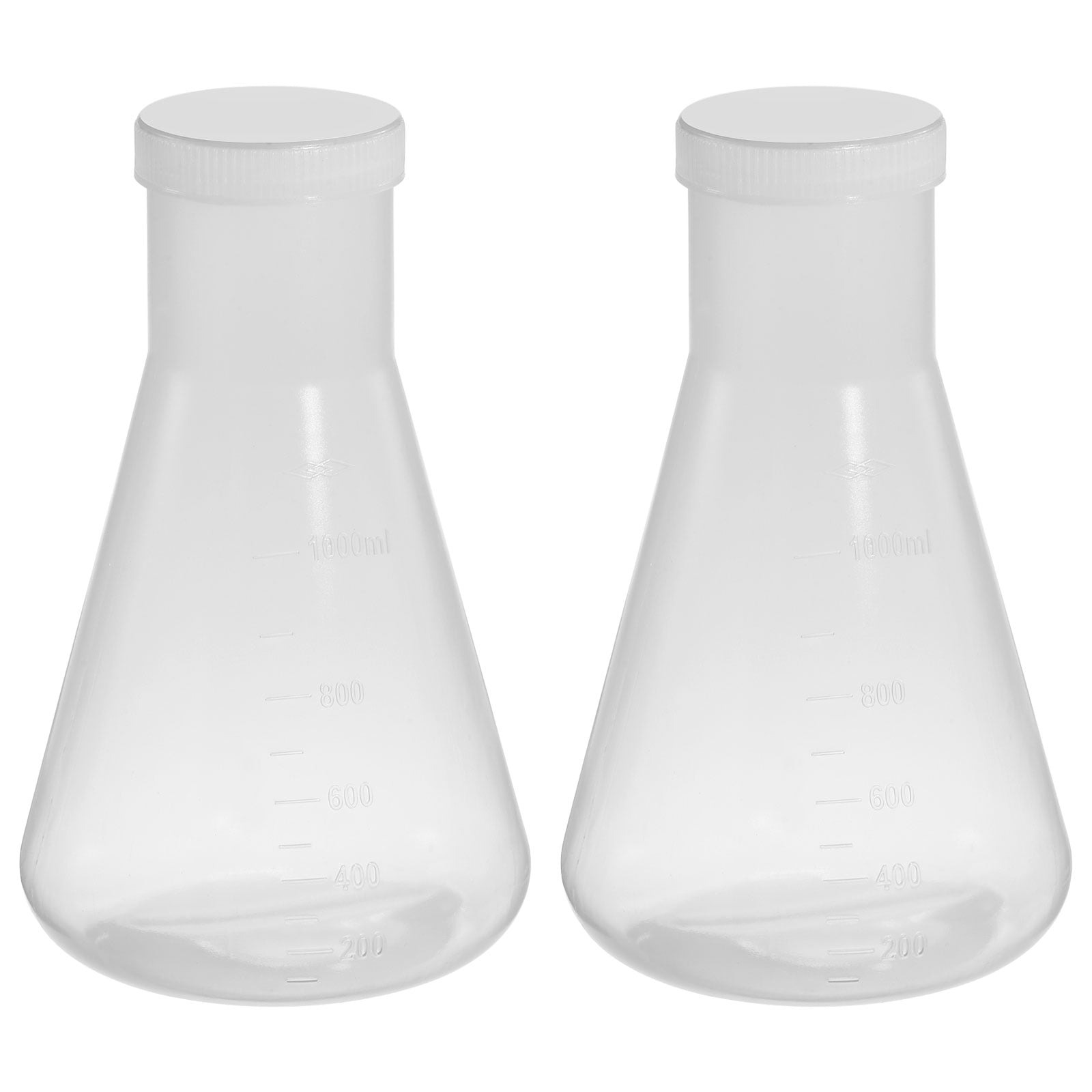 Uxcell 1000ml Plastic Erlenmeyer Flask with Screw Caps, 2 Pack Narrow ...