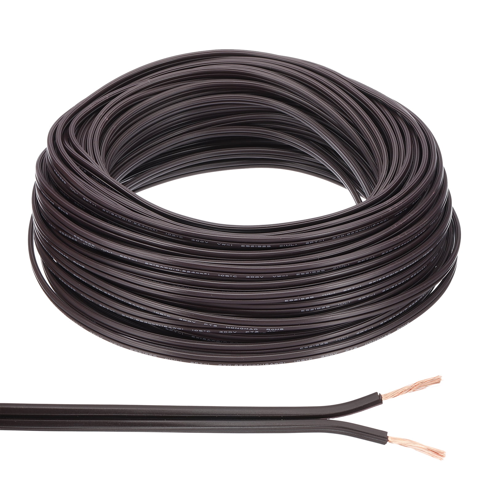 Uxcell 100Ft 18/2 PVC Covered Wire, 300V SPT-1 Lamp Cord Insulated Heat Resistant Electronical ...