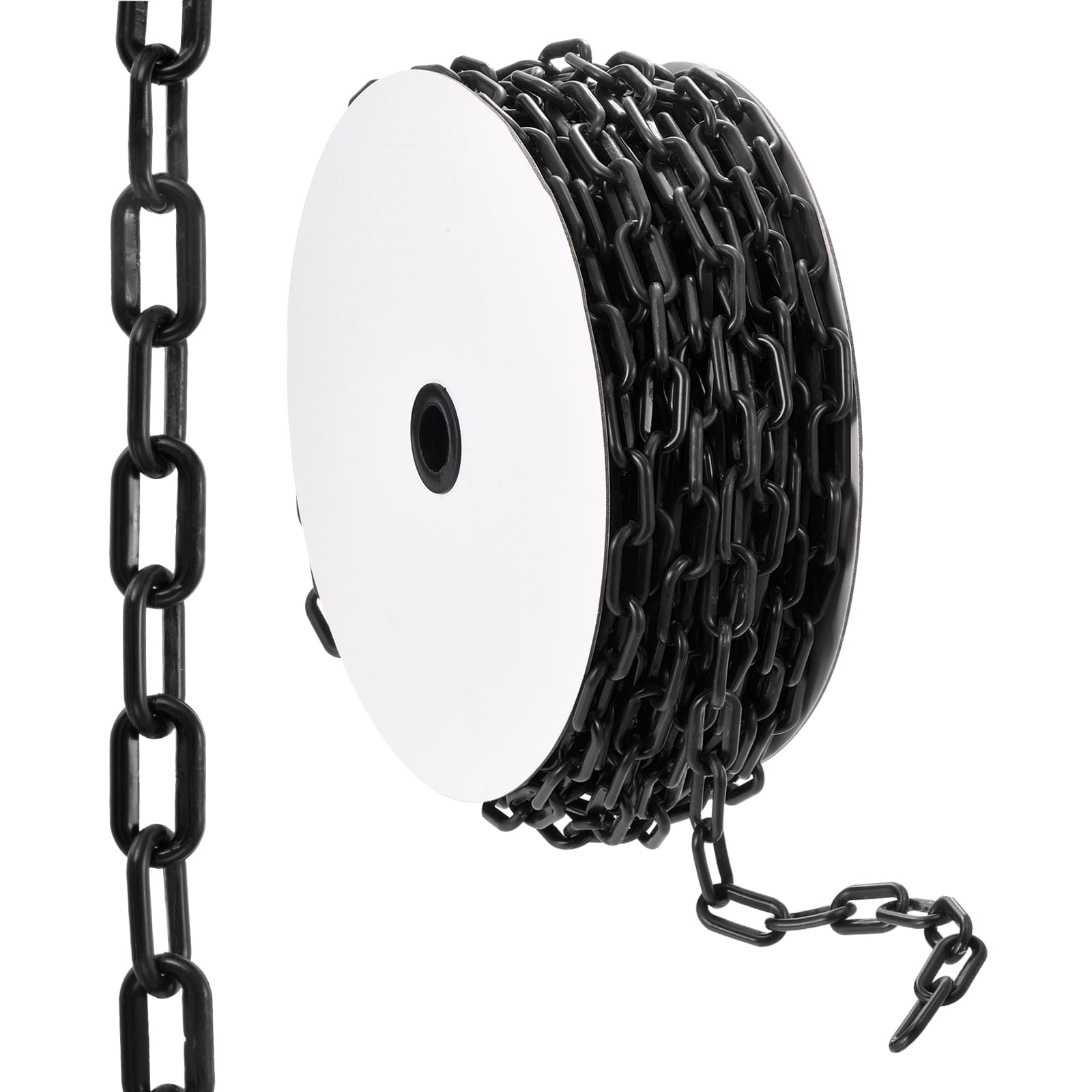 Uxcell 100Ft Plastic Chain Barrier, Safety Link Chain Stanchion, Black ...