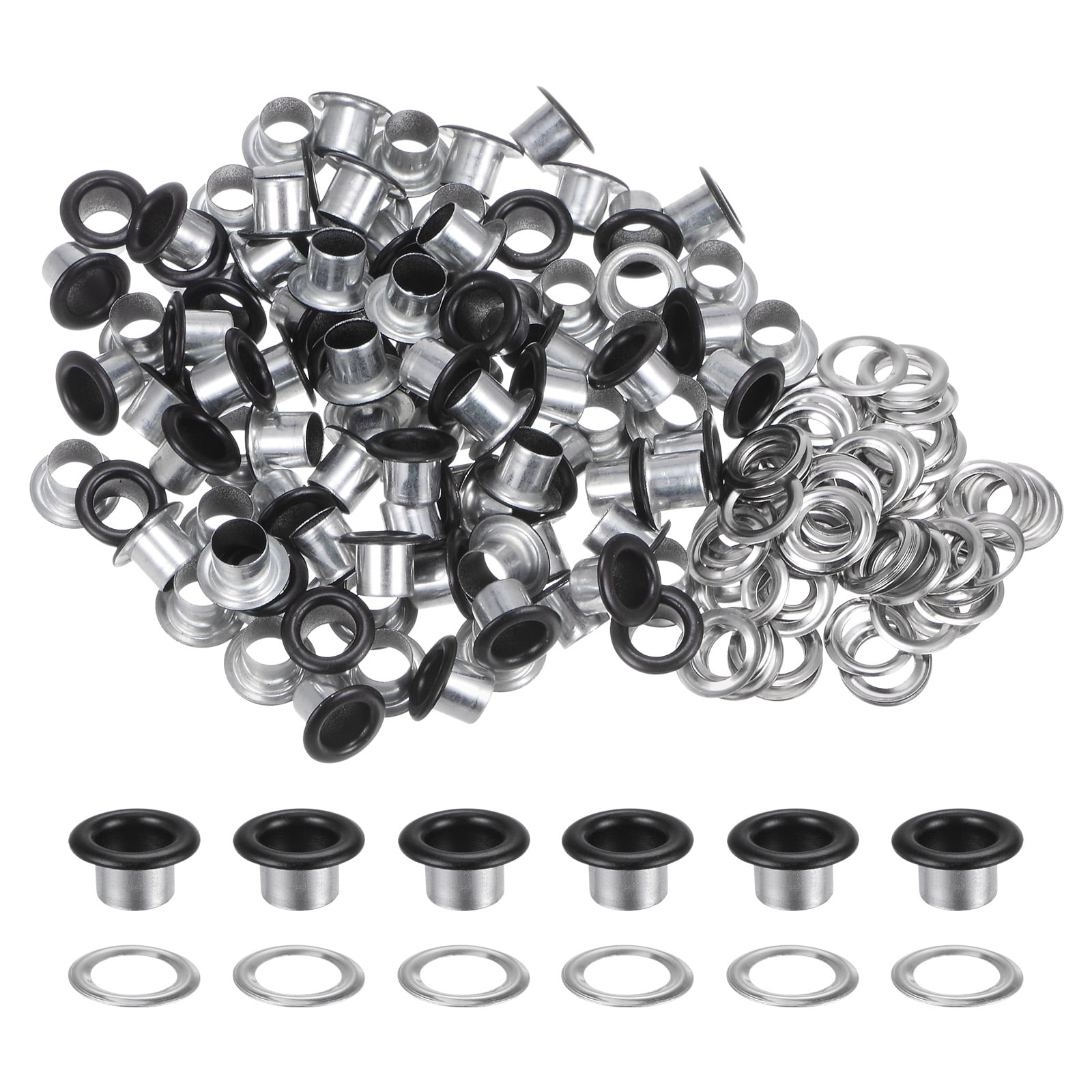 Uxcell 100PCS Grommets Eyelets 1/4 Inch (6mm) ID Hole Metal Self ...
