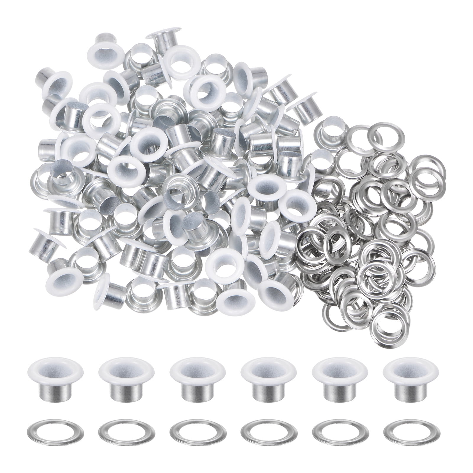 Uxcell 100PCS Grommets Eyelets 1/4 Inch (6mm) ID Hole Metal Self Backing Eyelet with Washers for ...