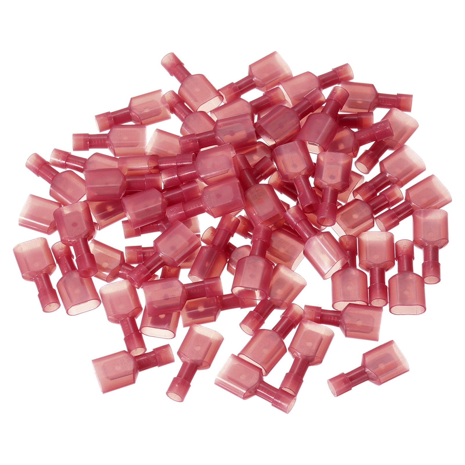 Uxcell 100PCS Male Spade Connector 22-16 AWG Nylon Quick Disconnect Red ...