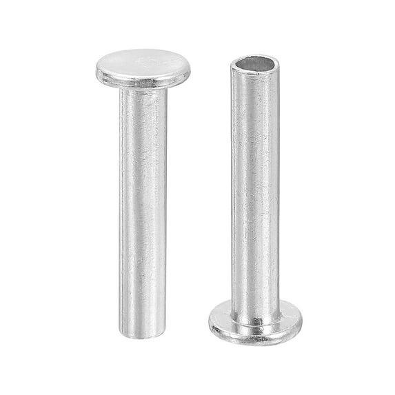 Uxcell 100Pack 5mm x 28mm Aluminum Flat Head Semi Tubular Rivets Silver ...