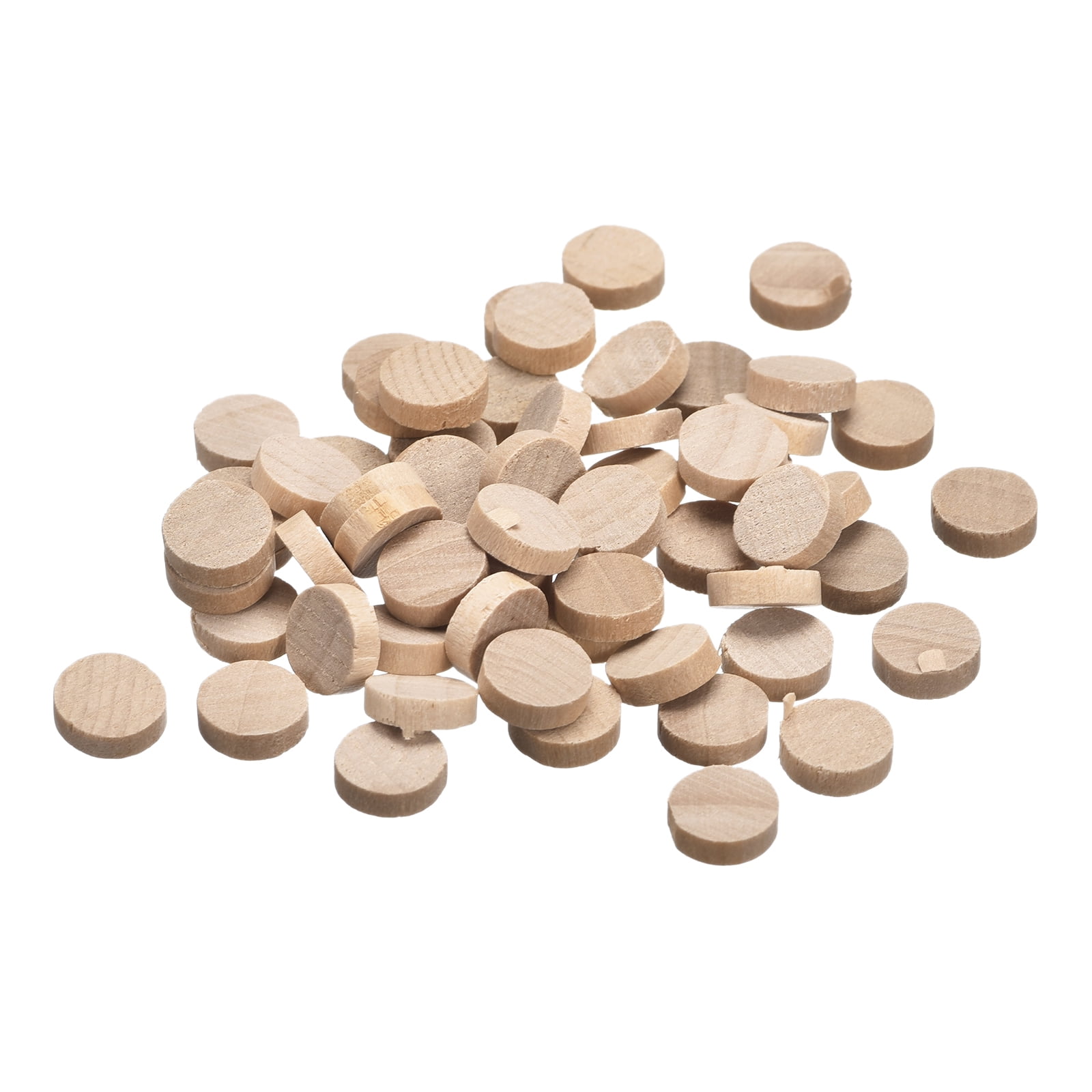 Uxcell 100Pack Flat Head Wood Plugs, 3/8 Inch Wooden Button Wood Plugs ...