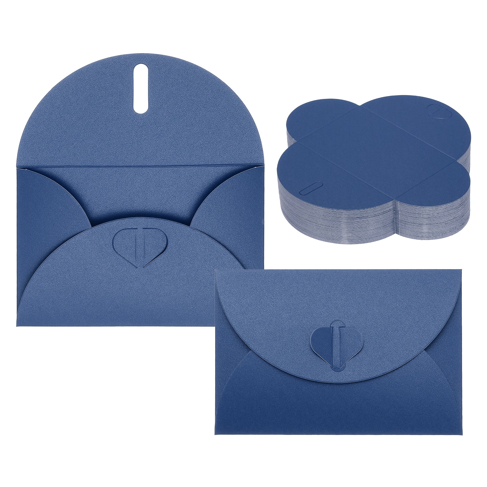 Uxcell 100Pack Small Gift Cards Envelopes, Heart Clasp Dark Blue Mini ...