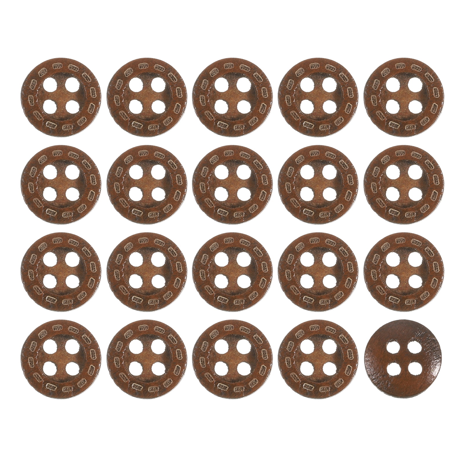 Uxcell 100Pack Wooden Buttons, 10mm 4 Hole Round Wood Sewing Button ...