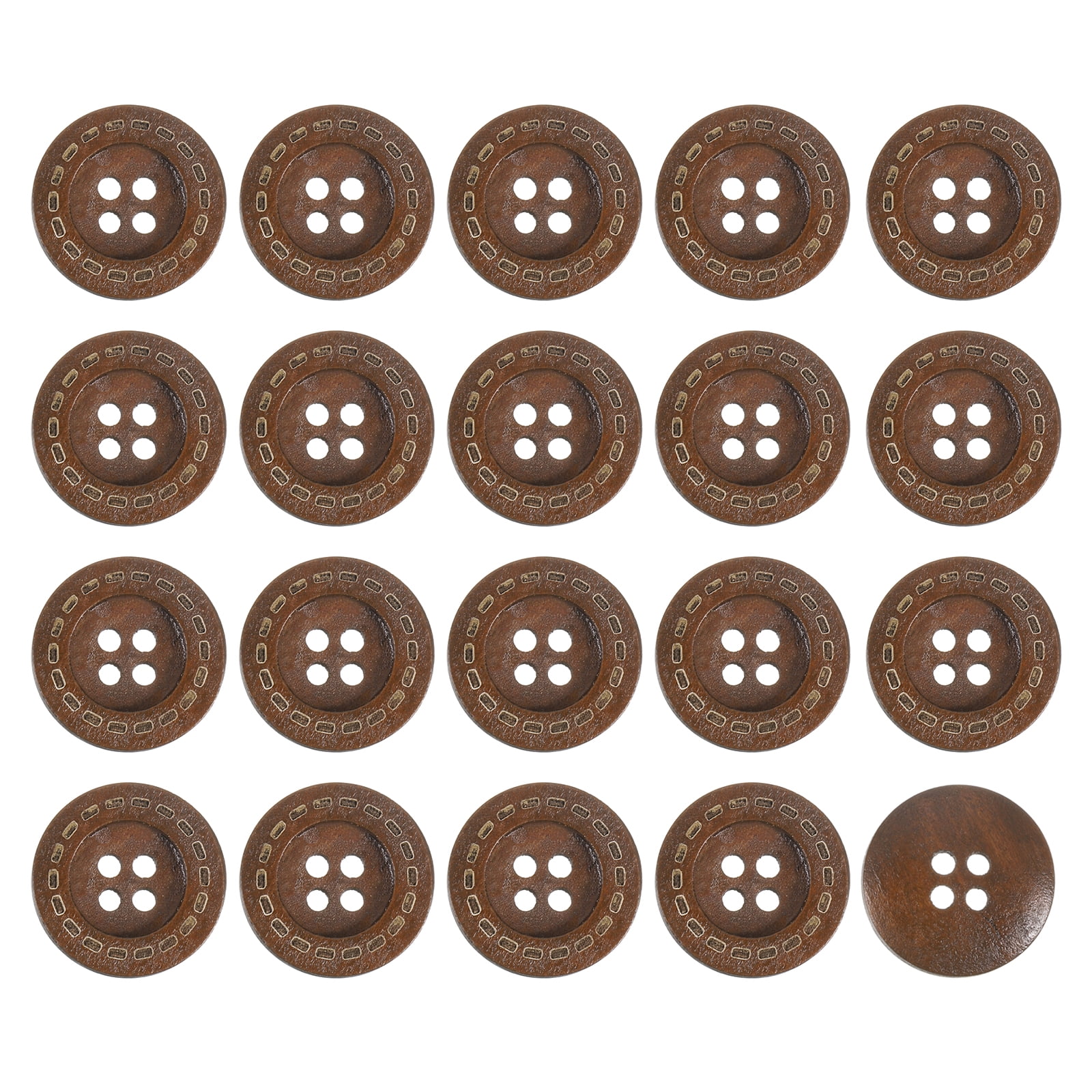 Uxcell 100Pack Wooden Buttons, 20mm 4 Hole Round Wood Sewing Button ...
