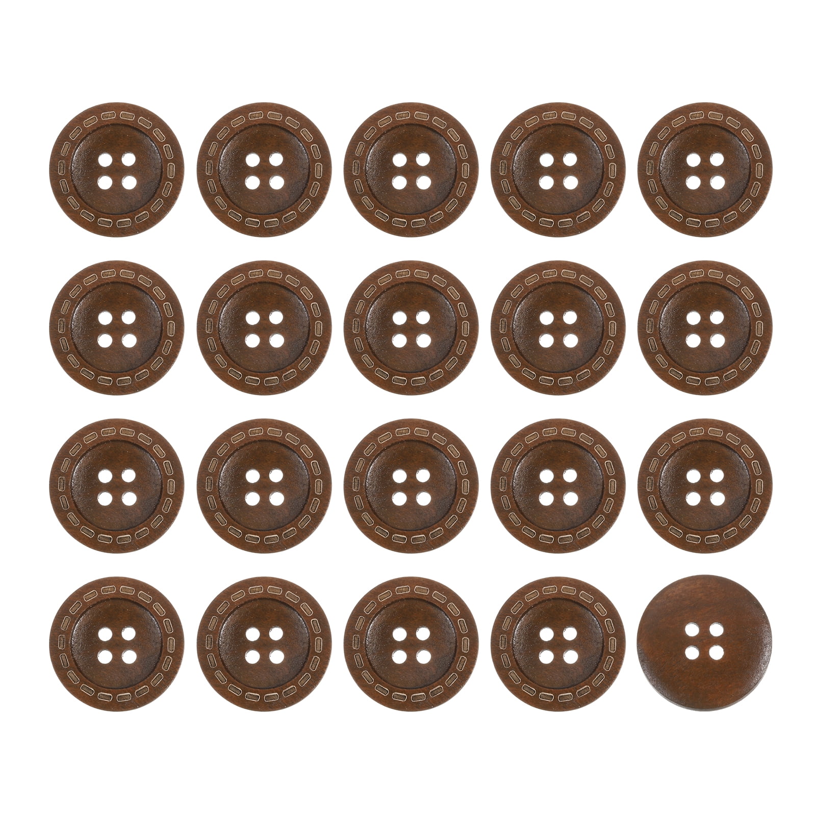 Uxcell 100Pack Wooden Buttons, 28mm 4 Hole Round Wood Sewing Button ...