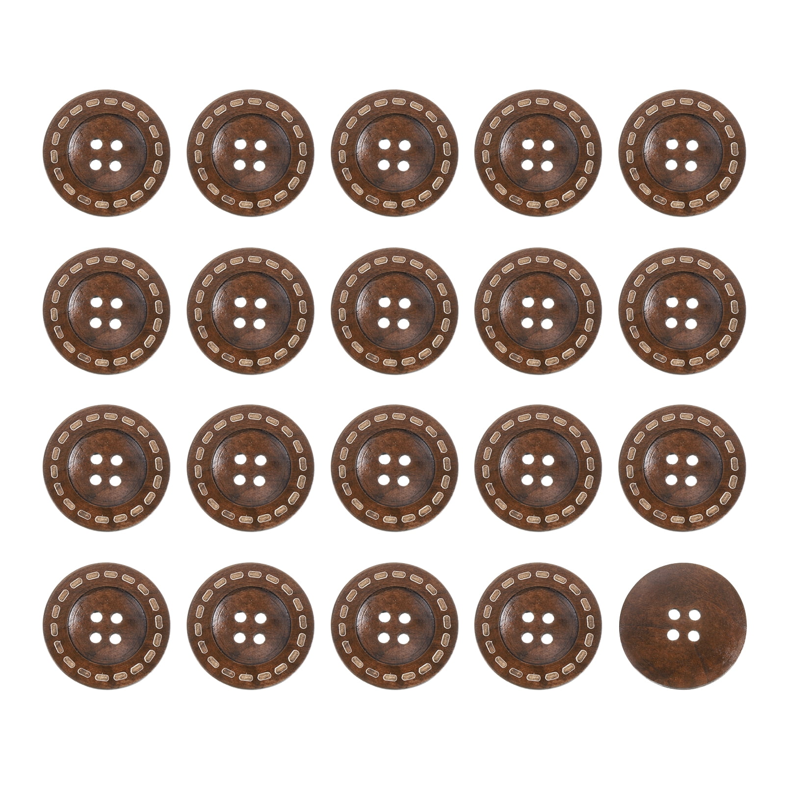 Uxcell 100Pack Wooden Buttons, 30mm 4 Hole Round Wood Sewing Button ...