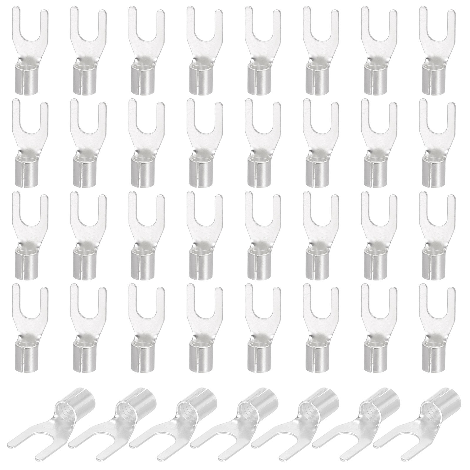 Uxcell 100Pcs #10 Non-Insulated Fork Terminals, 12-10AWG Copper Wire ...