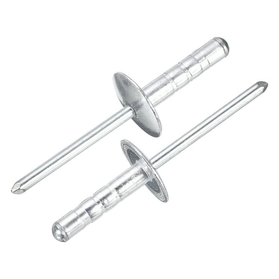 Uxcell 100Pcs 3/16"x3/4" Aluminum Blind Rivets, Large Head Multi Grip ...