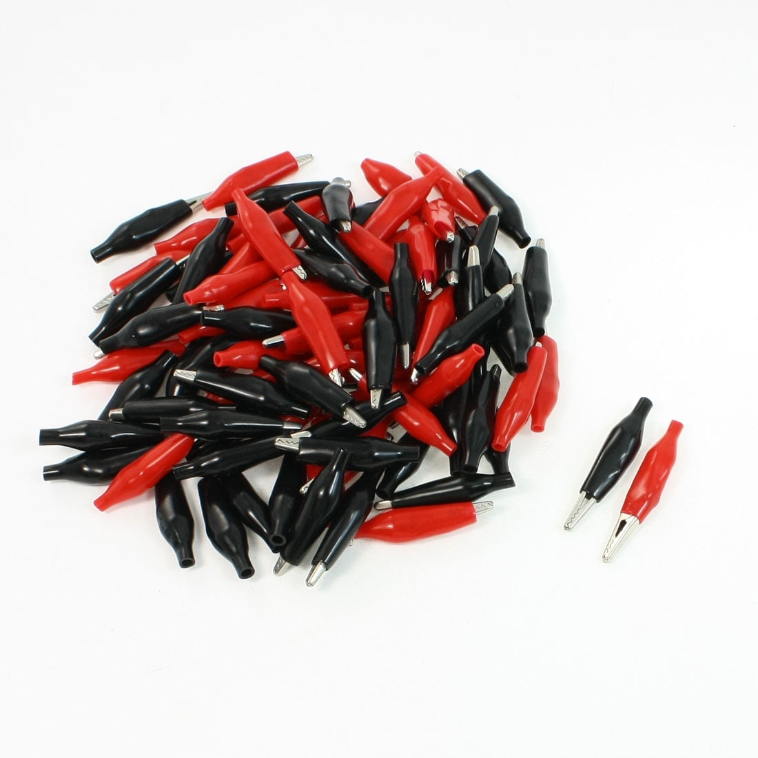 Uxcell 100Pcs 30mm Clip Probe Testing Alligator Clamp Red Black ...
