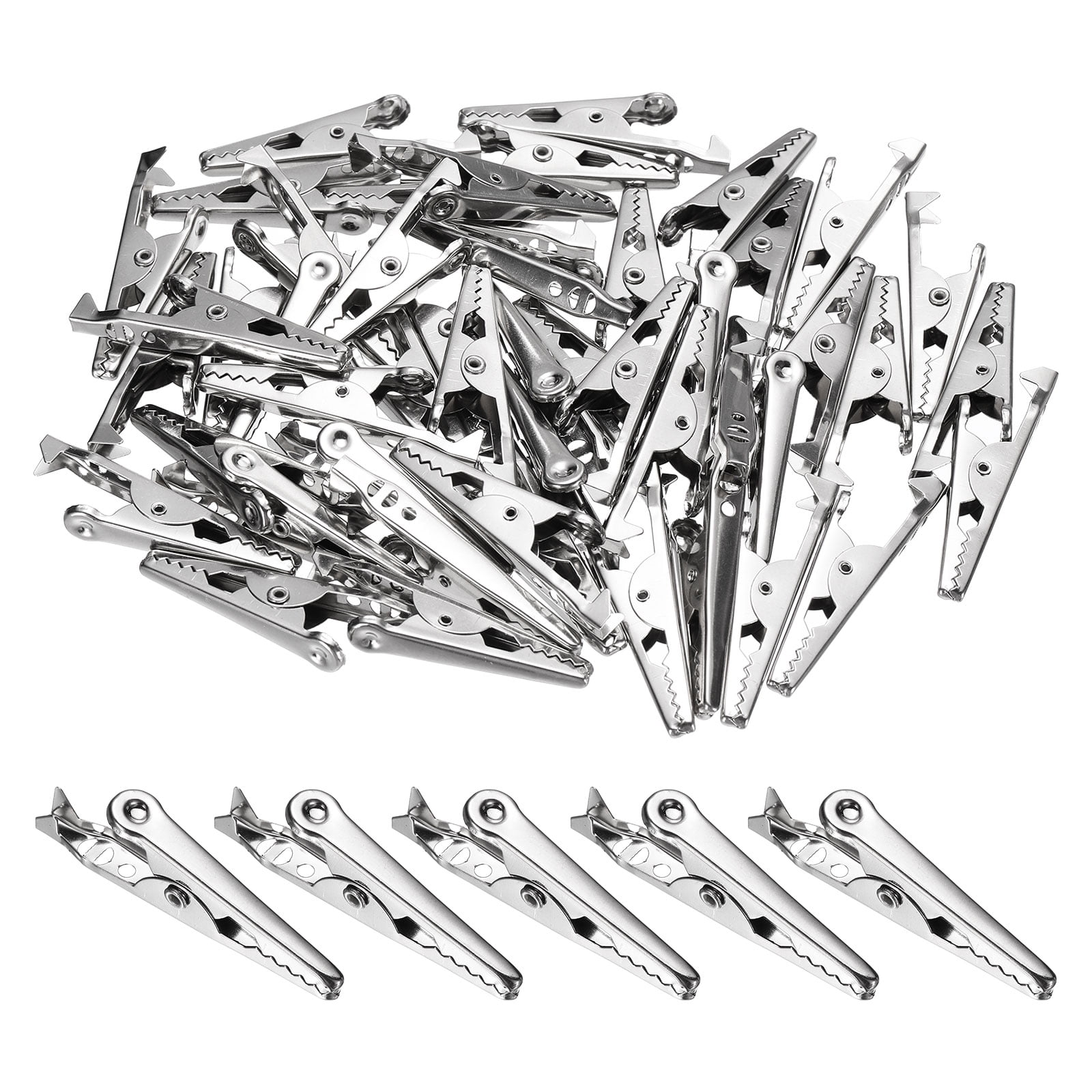 Uxcell 100Pcs Alligator Clips 35mm Large Steel Crocodile Clamps for ...