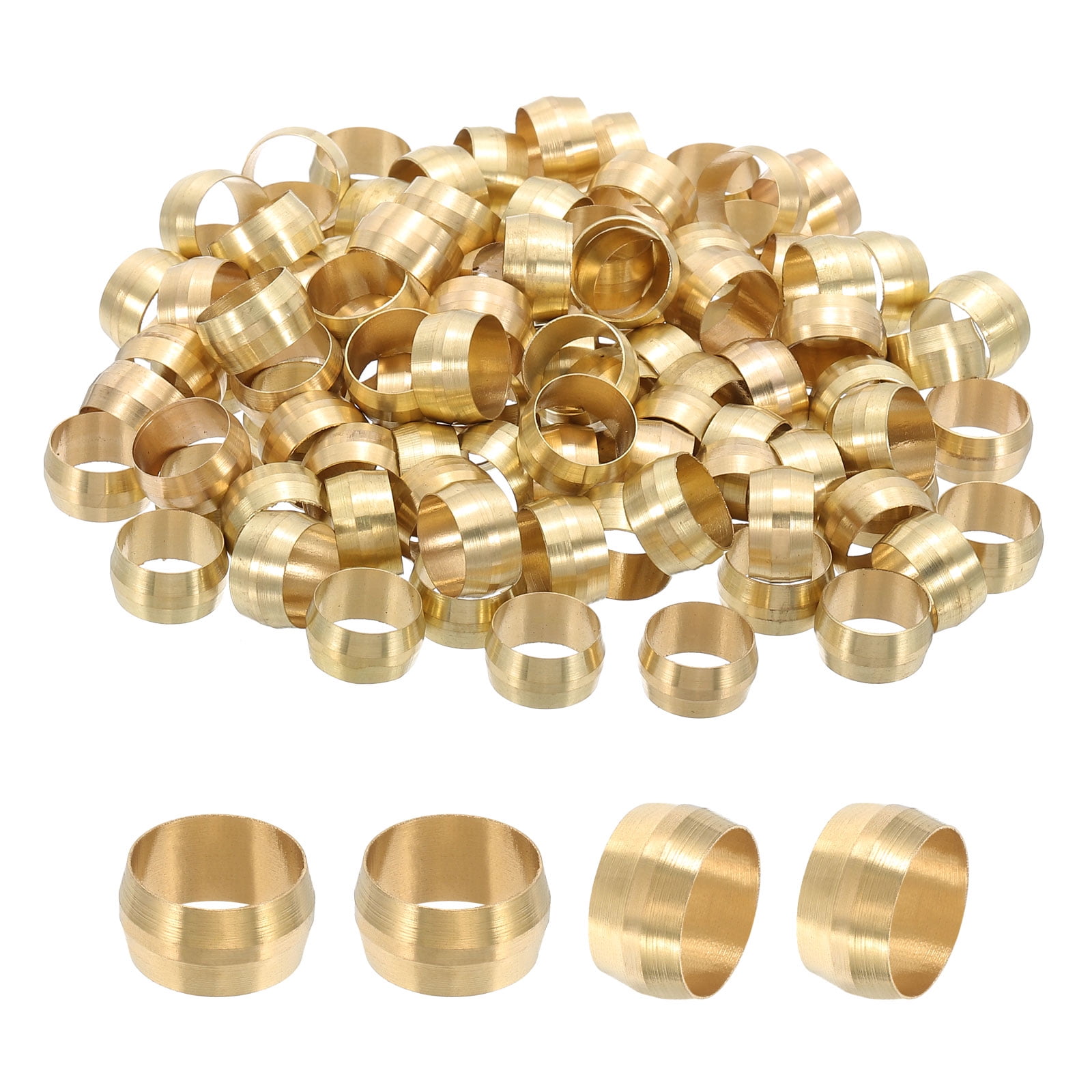 Uxcell 100Pcs Brass Compression Sleeves Ferrules, Tube OD 1/2 ...