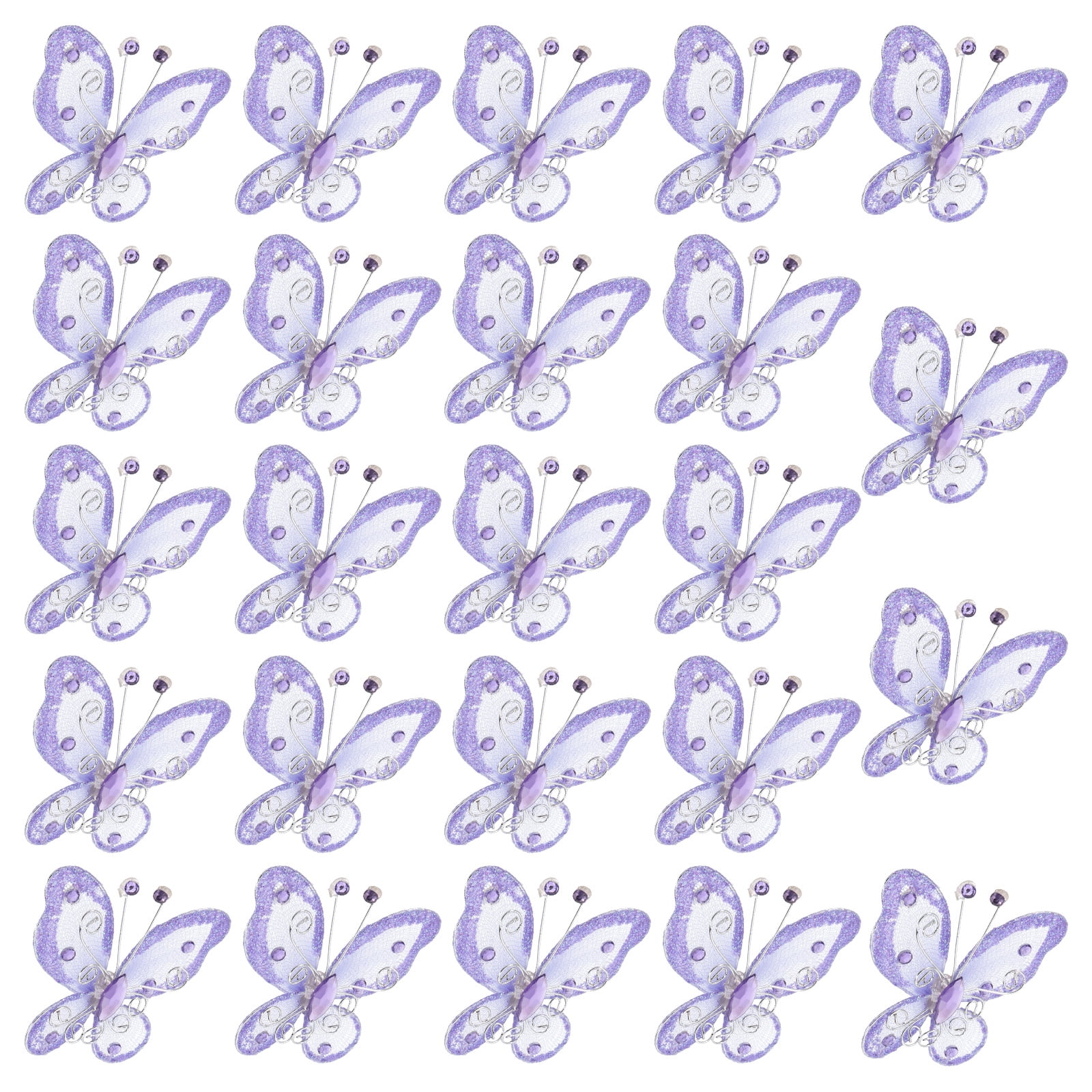 Uxcell 100Pcs Butterflies for DIY Crafts, 1 Inch Mesh Wire Glitter ...
