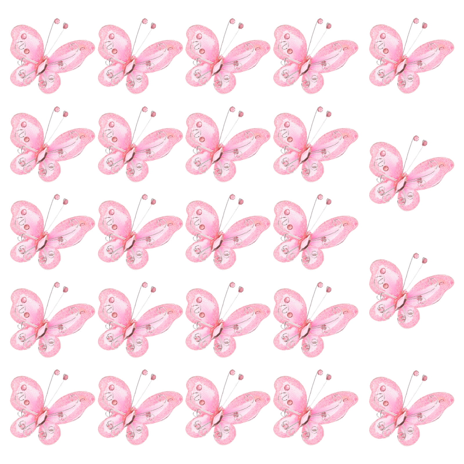 Uxcell 100Pcs Butterflies for DIY Crafts, 1 Inch Mesh Wire Glitter ...