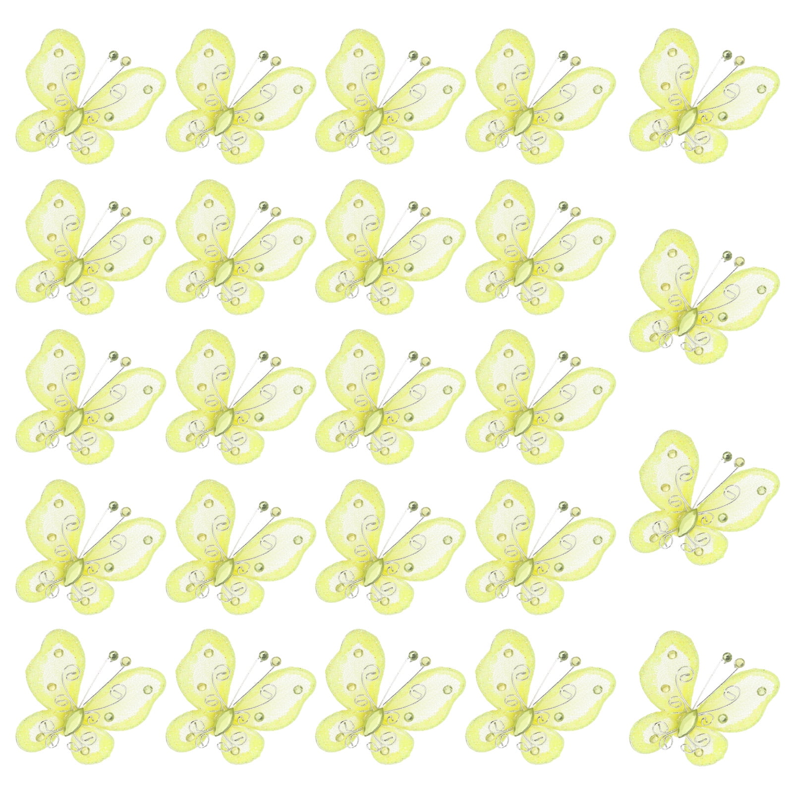 Uxcell 100Pcs Butterflies for DIY Crafts, 1 Inch Mesh Wire Glitter ...