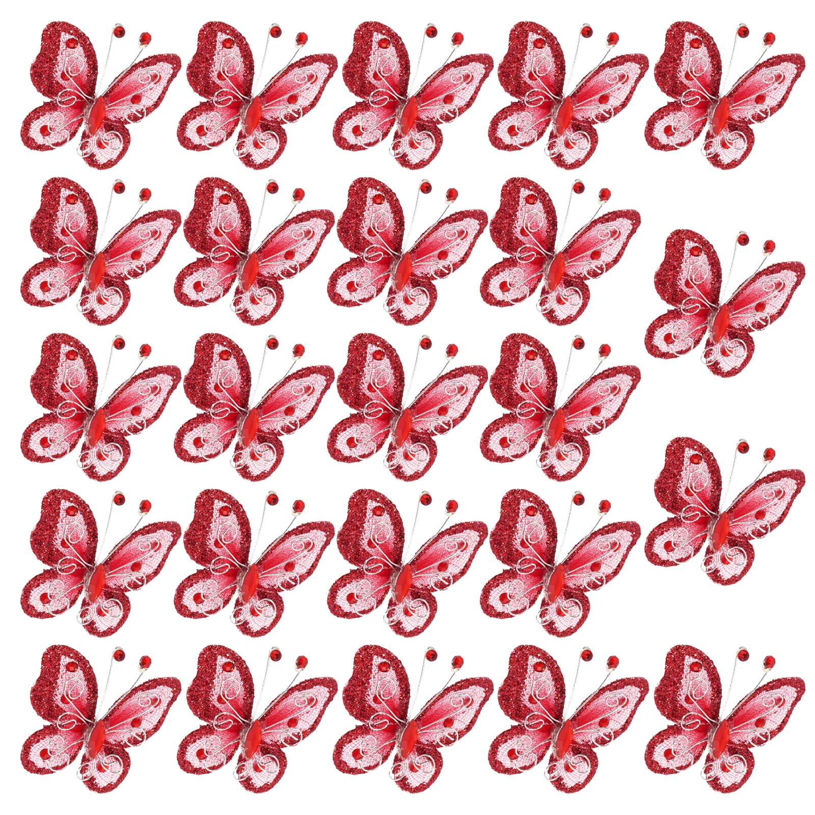 Uxcell 100Pcs Butterflies for DIY Crafts, 1 Inch Mesh Wire Glitter ...