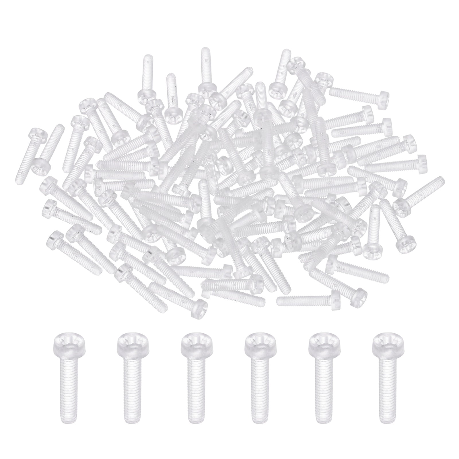 Uxcell 100Pcs Clear Acrylic Screws, M2.5x12mm PC Plastic Phillips Round ...