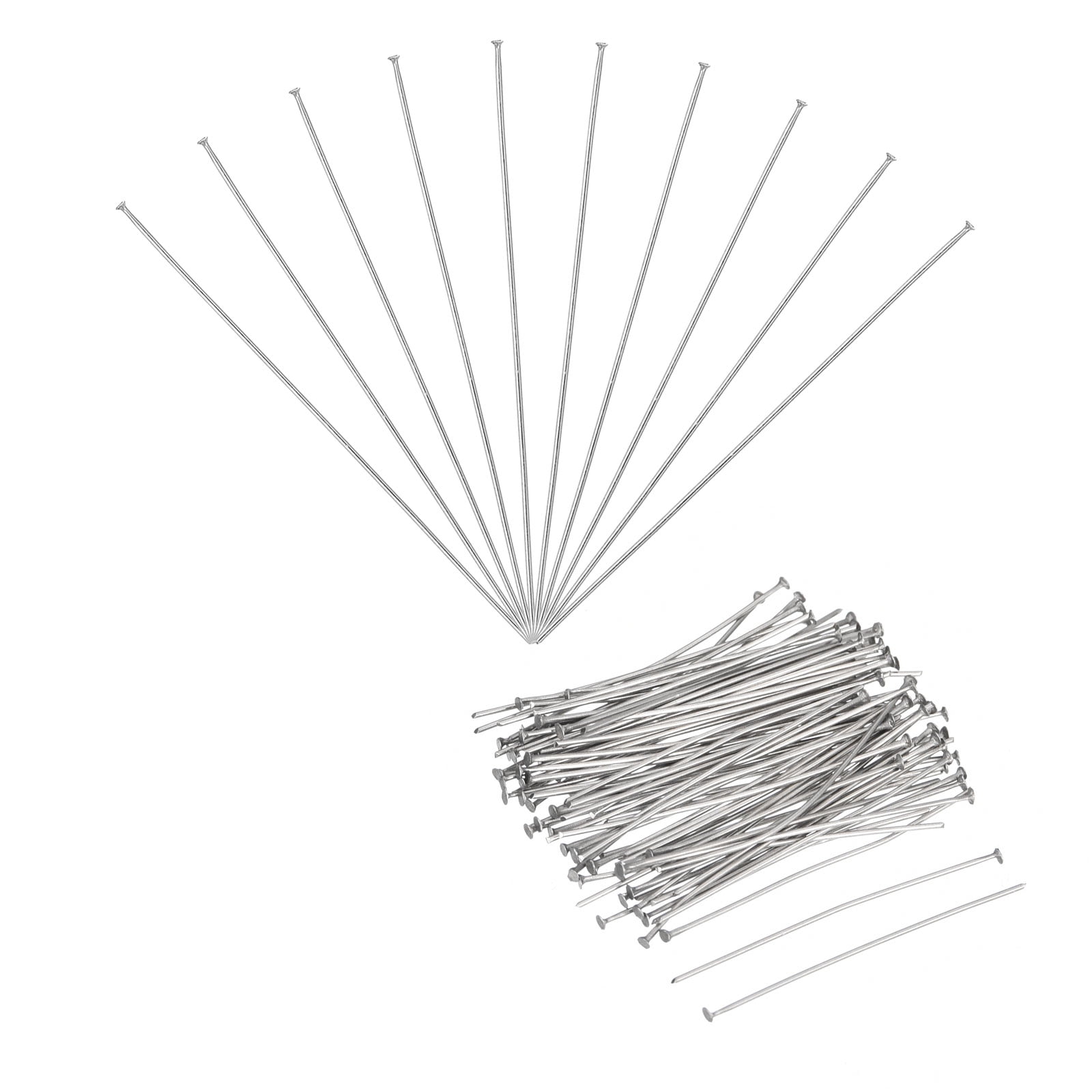 Uxcell 100Pcs Flat Head Pins for Jewelry Making 60mm Stainless Steel ...