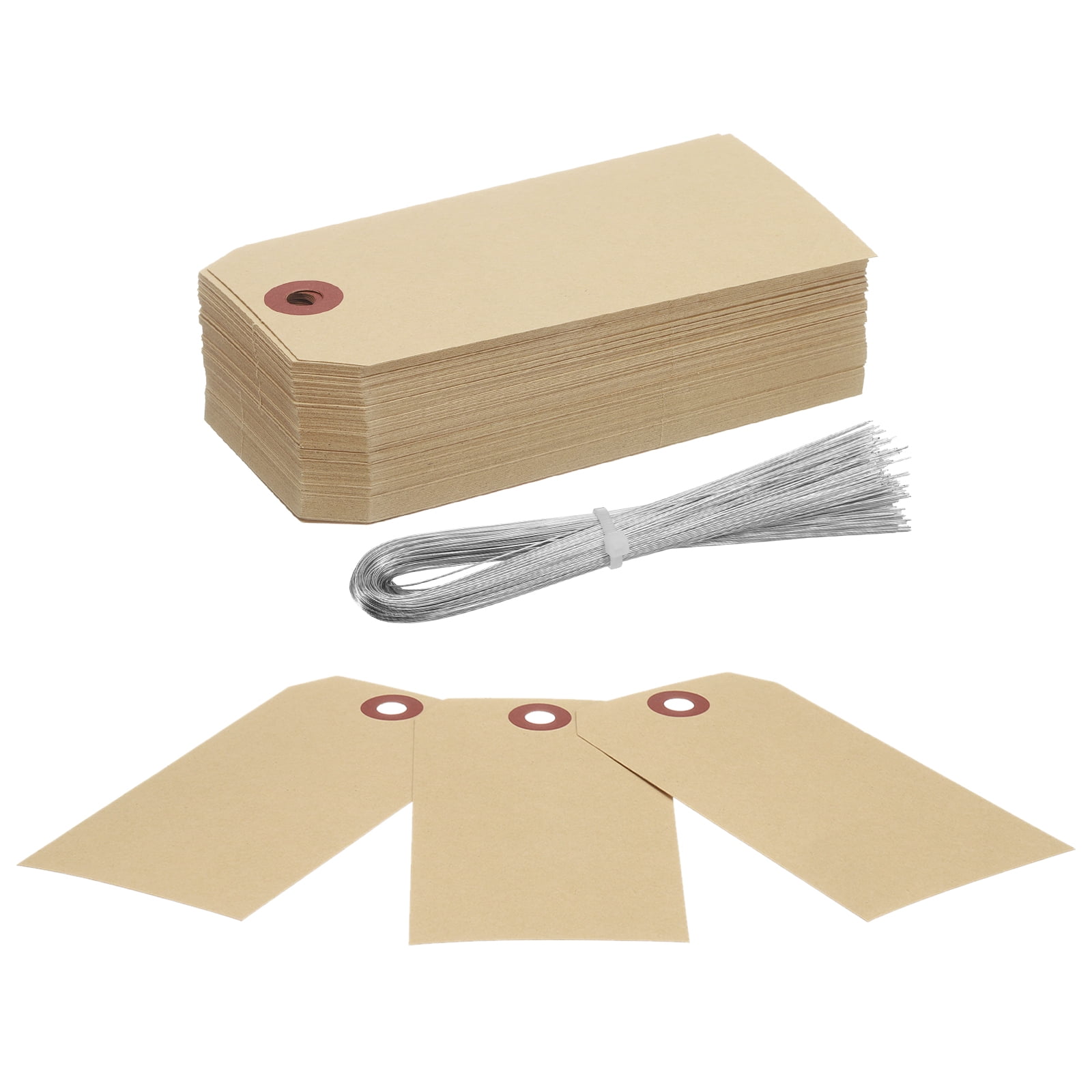 Uxcell 100Pcs Hang Tags, Tags with Wire String Paper Blank Labeling ...