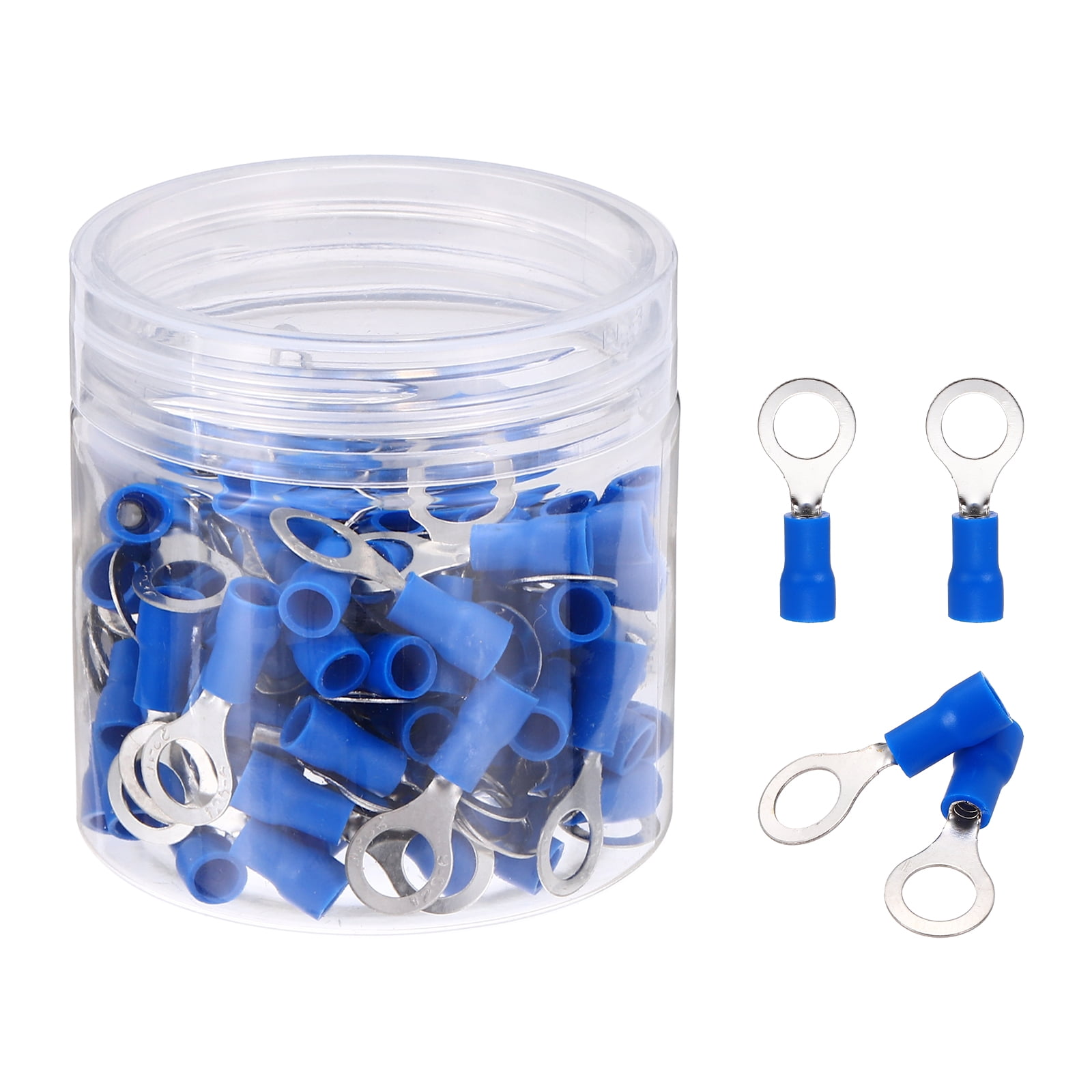 Uxcell 100Pcs Insulated Ring Terminal RV1.25-6 Battery Lugs 22-16AWG ...