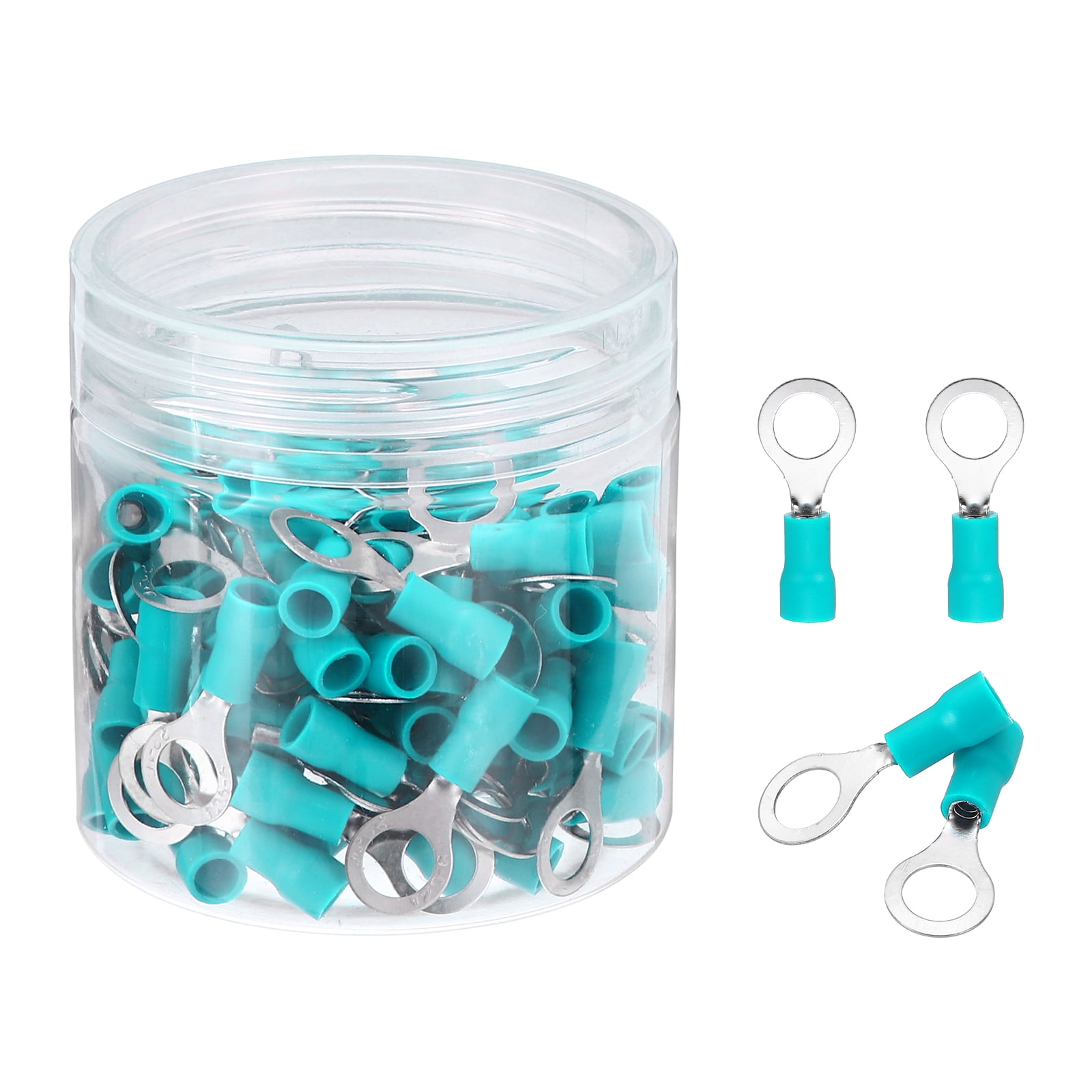 Uxcell 100Pcs Insulated Ring Terminal RV1.25-6 Battery Lugs 22-16AWG ...