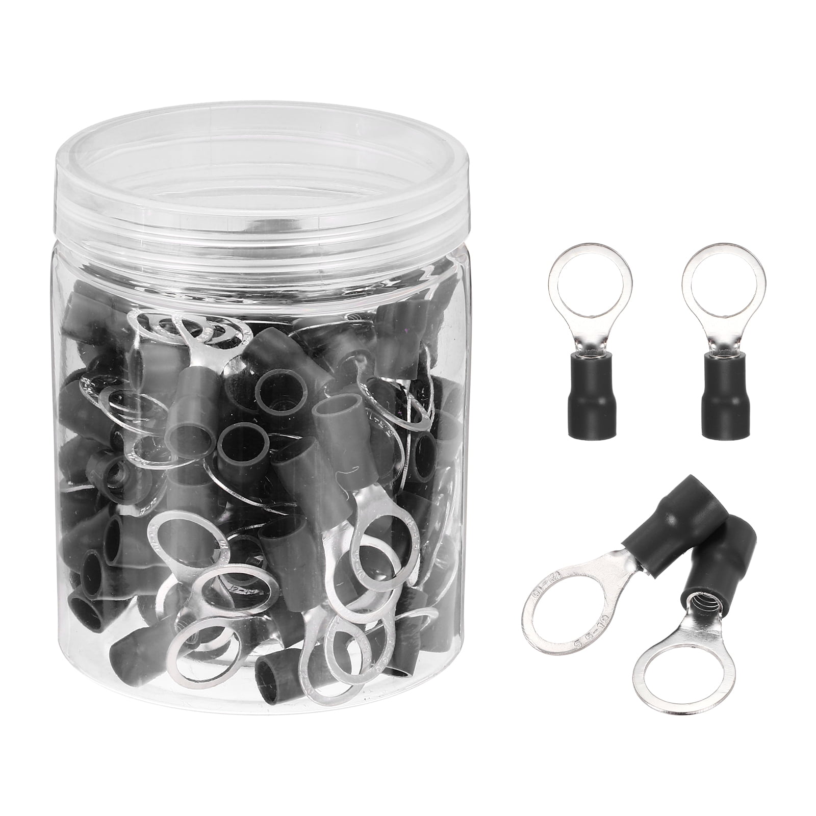 Uxcell 100Pcs Insulated Ring Terminal RV5.5-10 Battery Lugs 12-10AWG Electrical Crimp Terminals ...