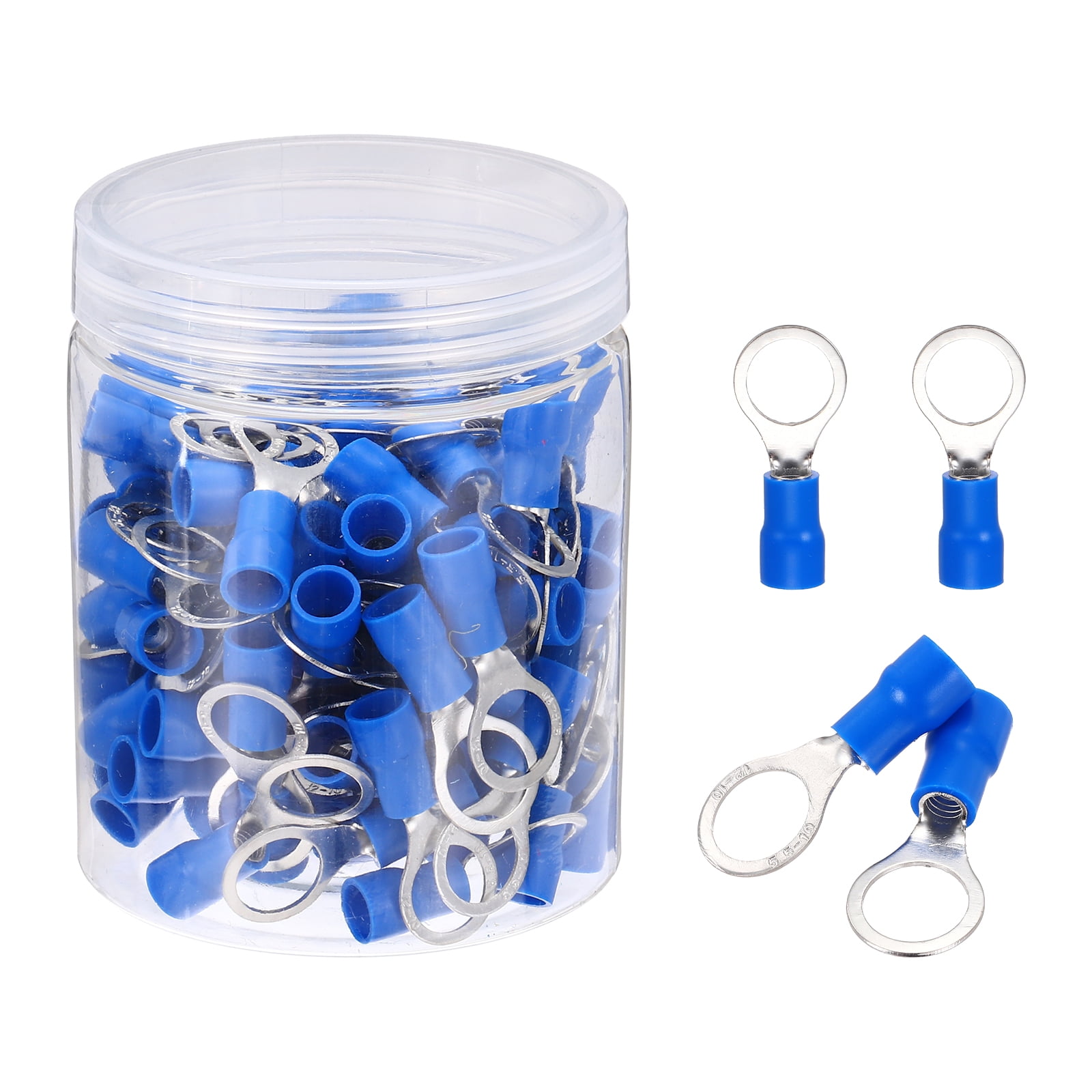 Uxcell 100Pcs Insulated Ring Terminal RV5.5-10 Battery Lugs 12-10AWG Electrical Crimp Terminals ...