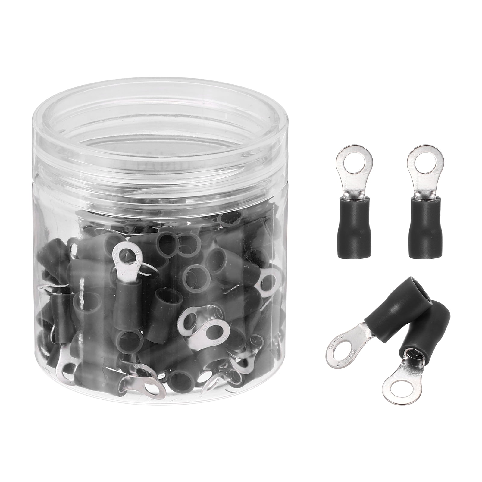 Uxcell 100Pcs Insulated Ring Terminal RVS2-3.5 Battery Lugs 16-14AWG ...