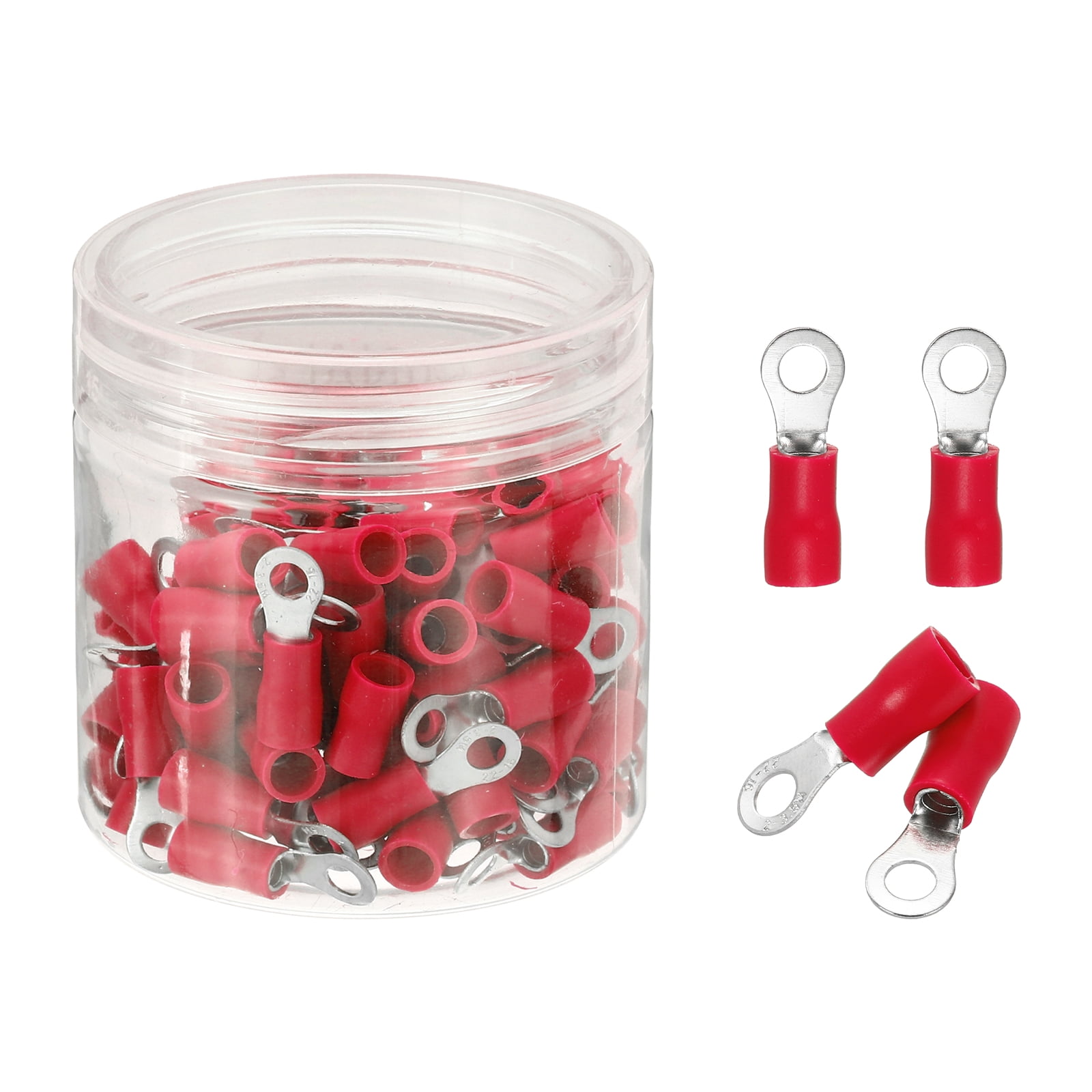 Uxcell 100Pcs Insulated Ring Terminal RVS2-3.5 Battery Lugs 16-14AWG ...