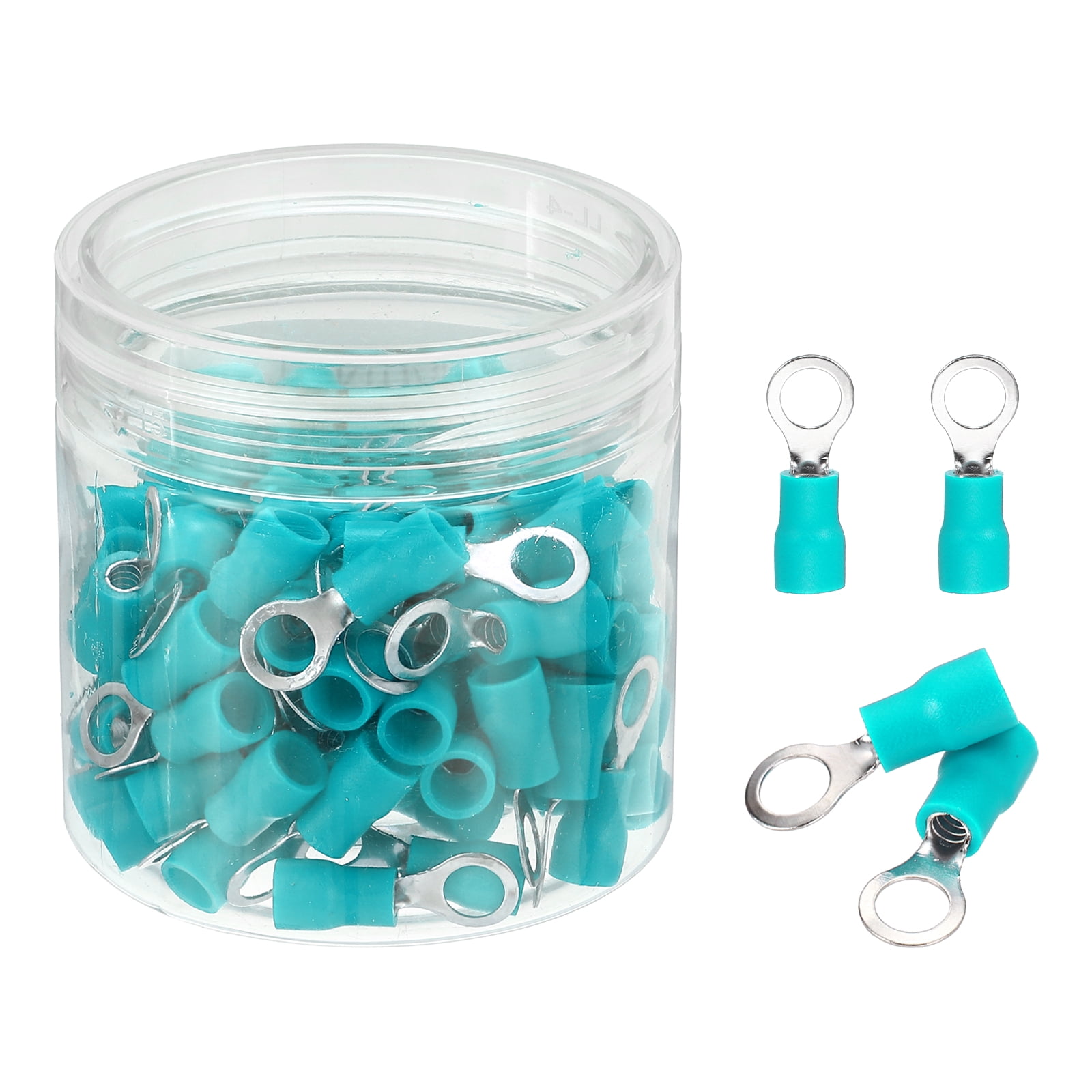 Uxcell 100Pcs Insulated Ring Terminal RVS2-5 Battery Lugs 16-14AWG ...