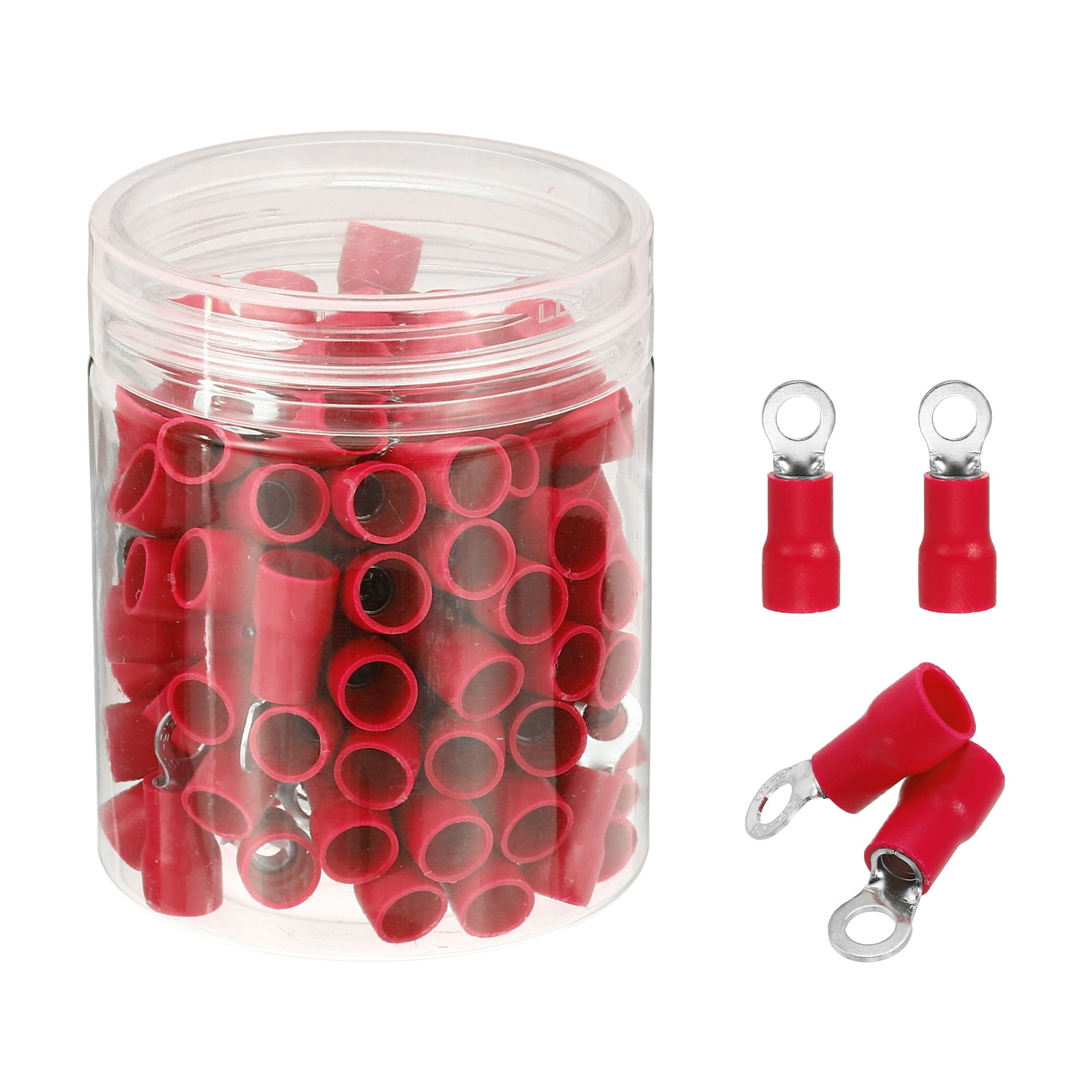 Uxcell 100Pcs Insulated Ring Terminal RVS5.5-4 Battery Lugs 12-10AWG ...