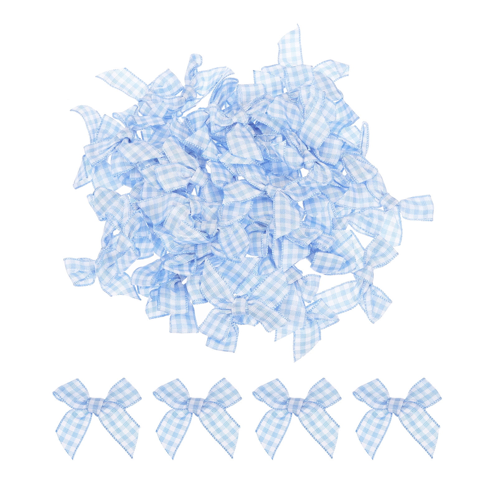 Uxcell 100Pcs Mini Gingham Ribbon Bow 1.5" Checkered Fabric Satin ...